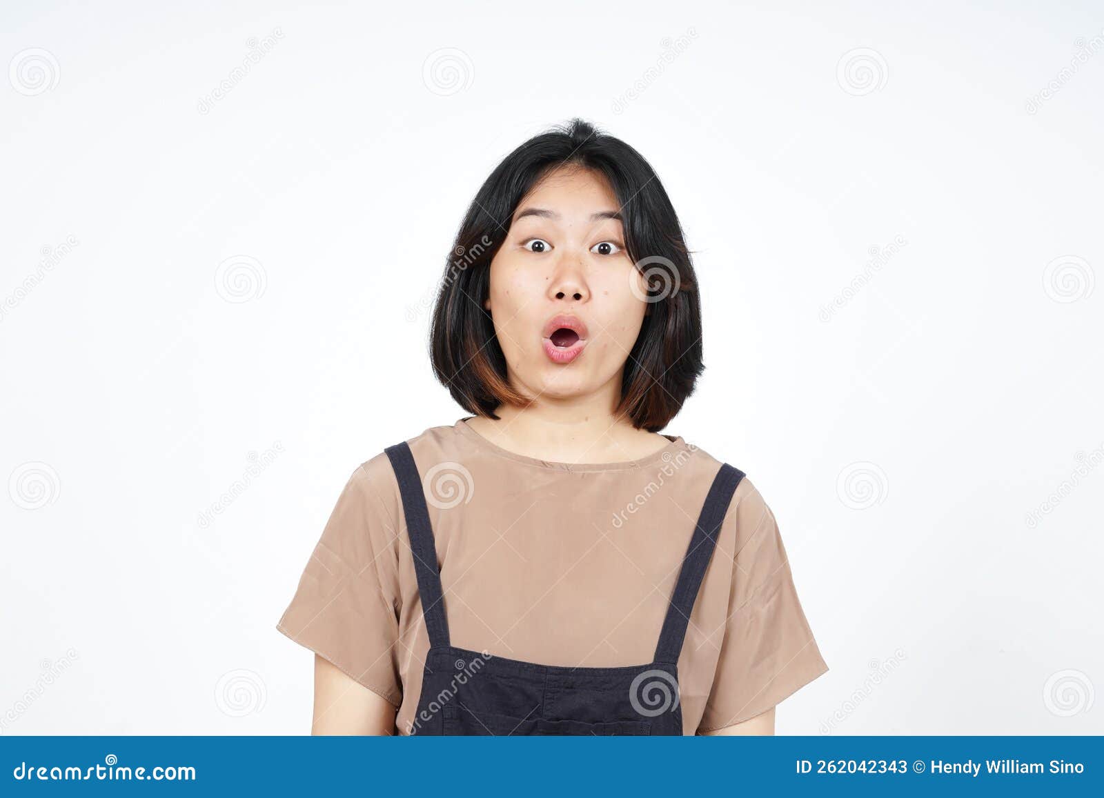 WOW Face Expression of Beautiful Asian Woman Isolated on White Background Stock Image - Image of ...