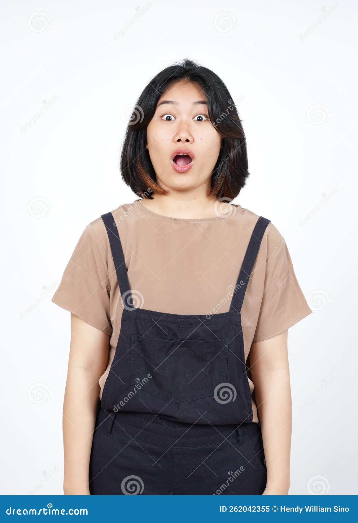 WOW Face Expression of Beautiful Asian Woman Isolated on White ...