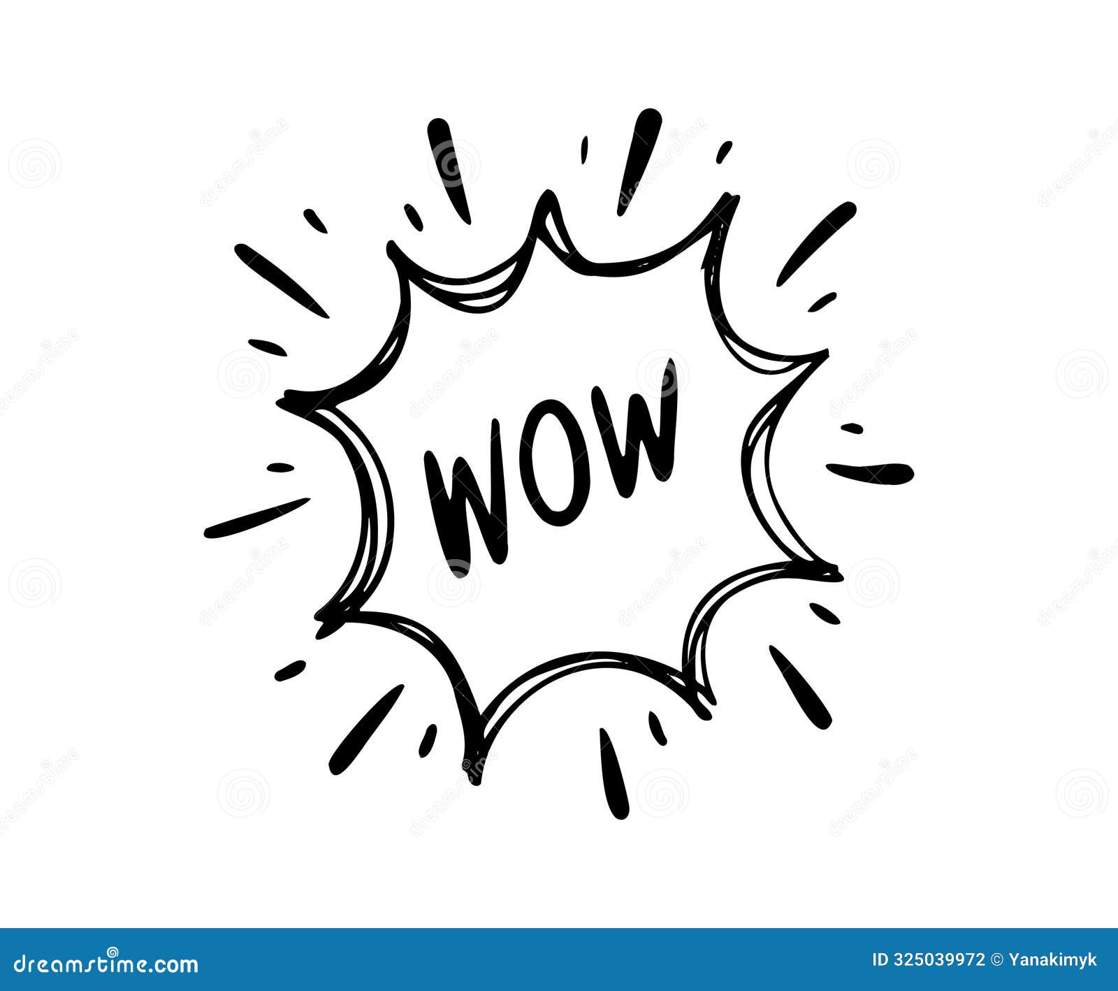 Wow Hand Drawn Cloud Speech Bubble Element Wow Text. Explosion Cloud ...