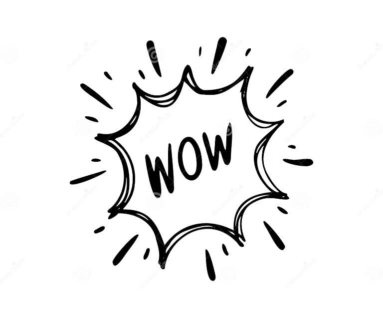 Wow Hand Drawn Cloud Speech Bubble Element Wow Text. Explosion Cloud ...