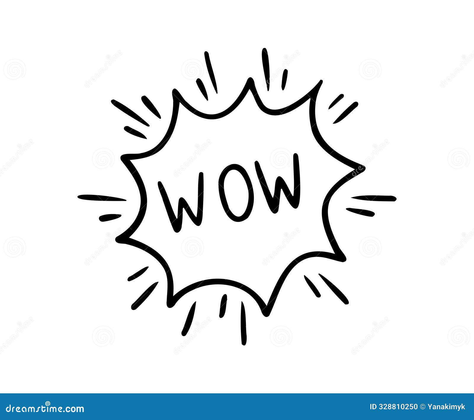 Wow Hand Drawn Cloud Speech Bubble Element Wow Text. Explosion Cloud ...