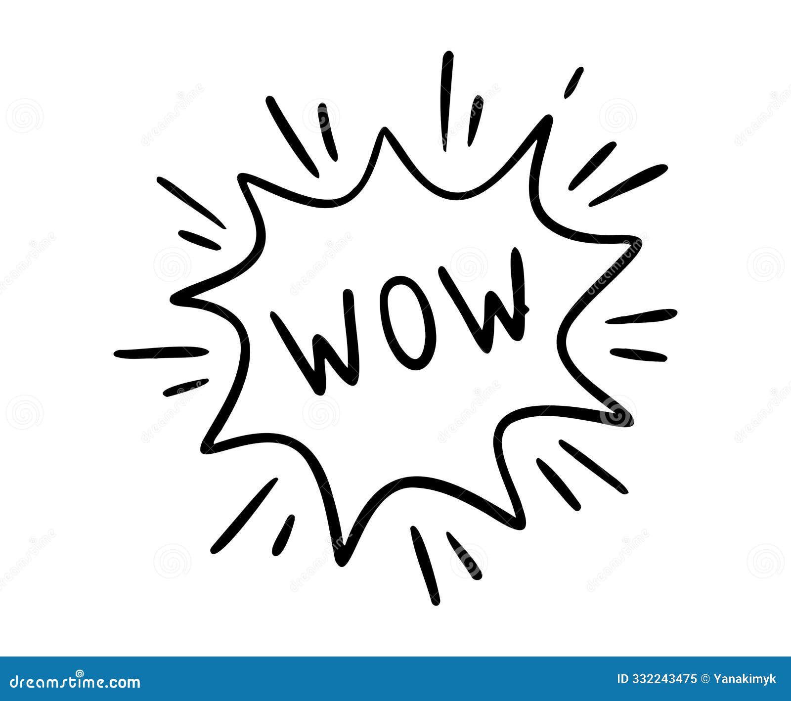 Wow Hand Drawn Cloud Speech Bubble Element Wow Text. Explosion Cloud ...