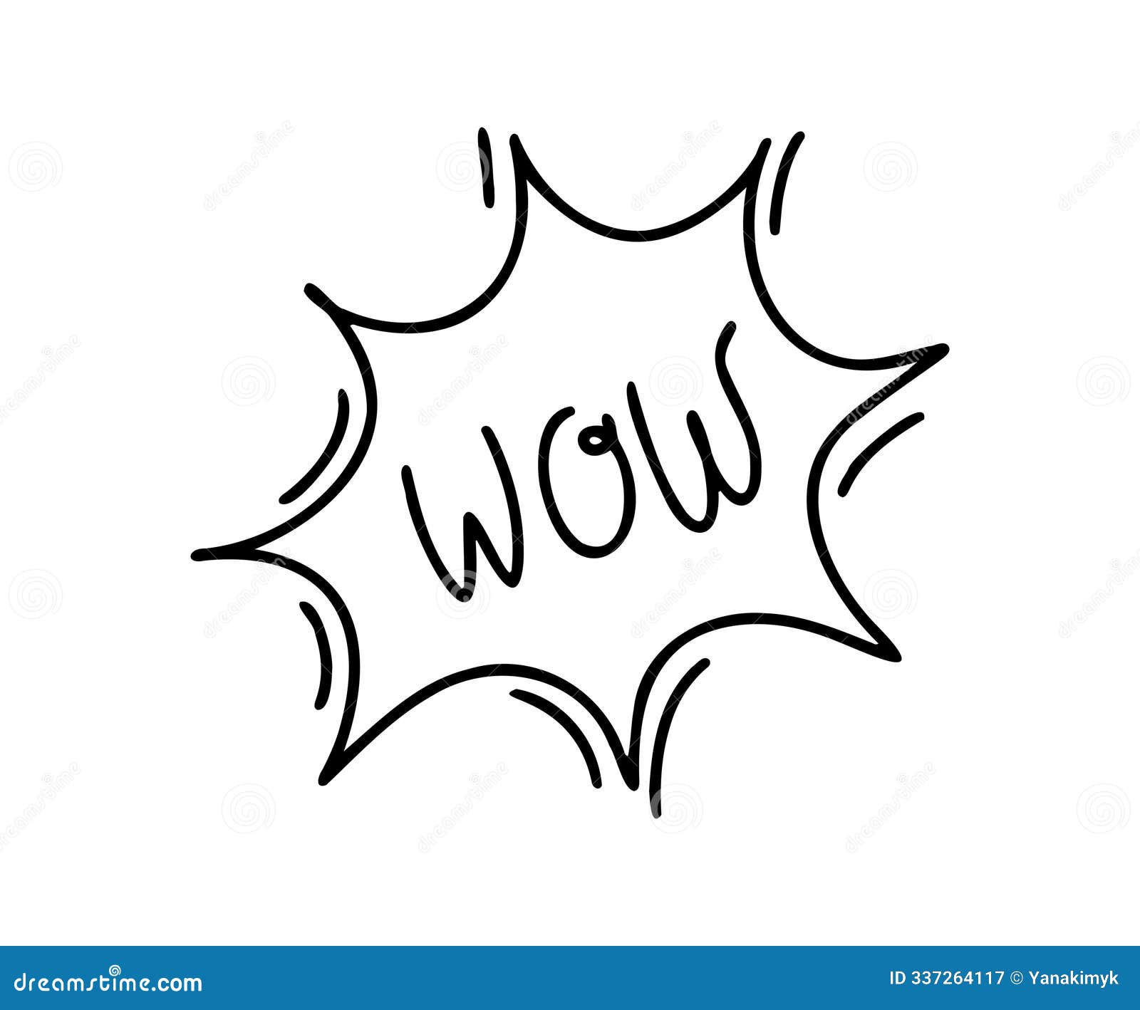 Wow Hand Drawn Cloud Speech Bubble Element Wow Text. Explosion Cloud ...
