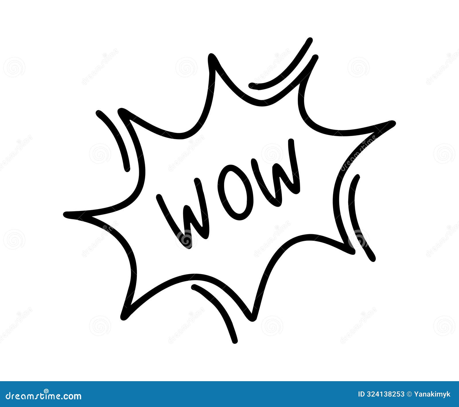 Wow Hand Drawn Cloud Speech Bubble Element Wow Text. Explosion Cloud ...