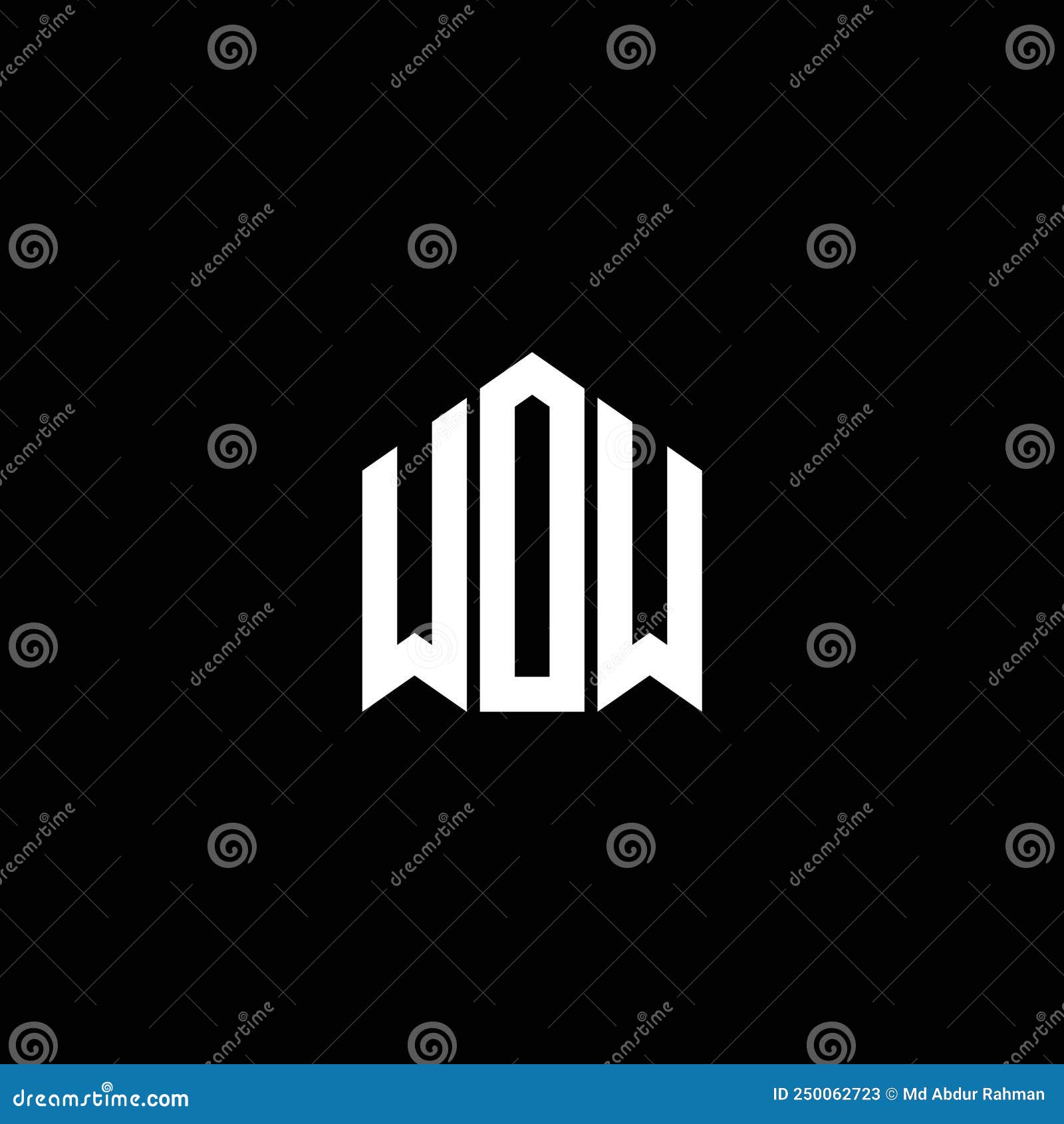 WOW Letter Logo Design on BLACK Background. WOW Creative Initials ...