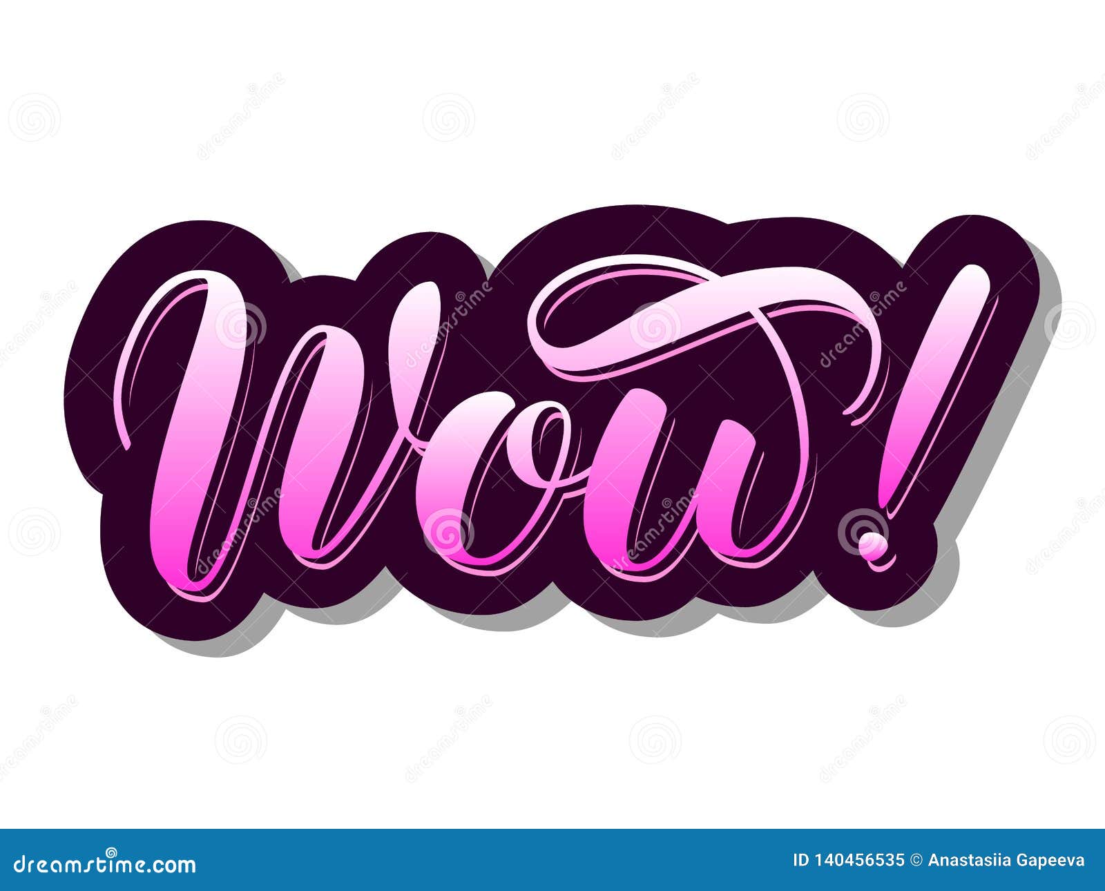 Wow! Lettering. Vector Illustration for Clothes, Poster or Postcard ...