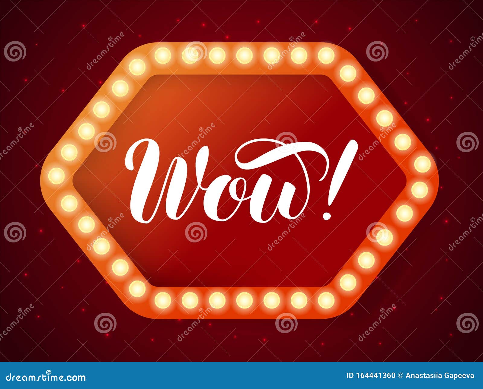 Wow! Lettering. Vector Illustration With Retro Frame Background Stock ...