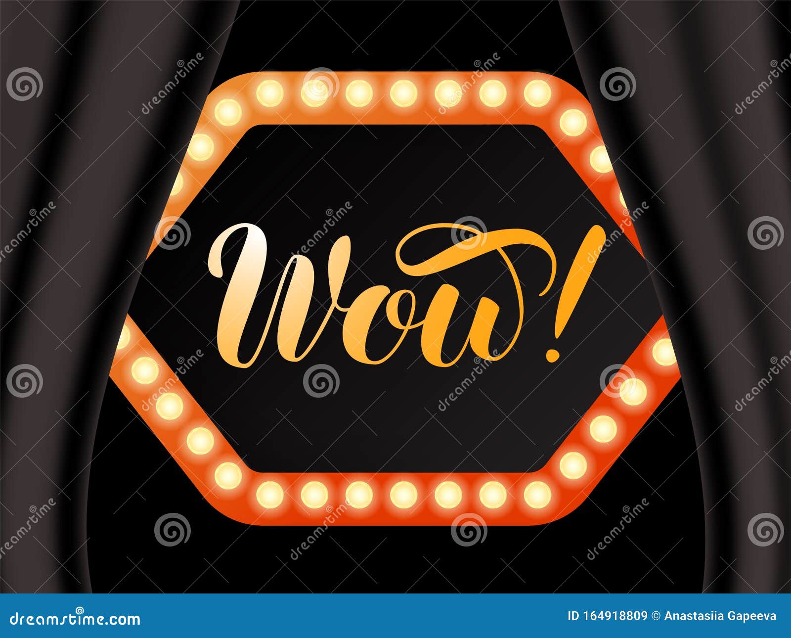 Wow! Lettering. Vector Illustration with Retro Frame Background Stock ...