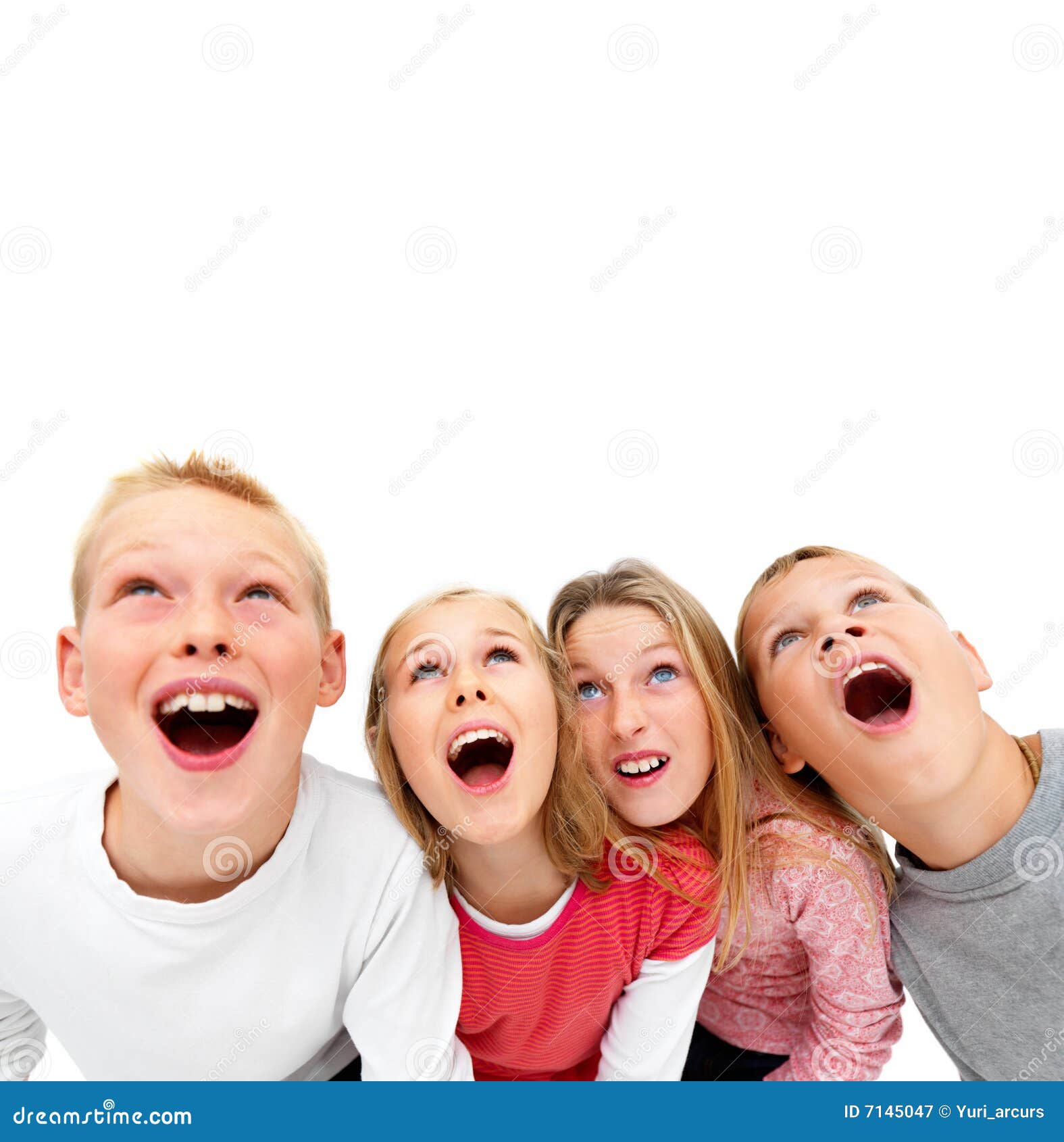 Wow Look at that - Kids Looking Up at Copyspace Stock Image - Image of ...