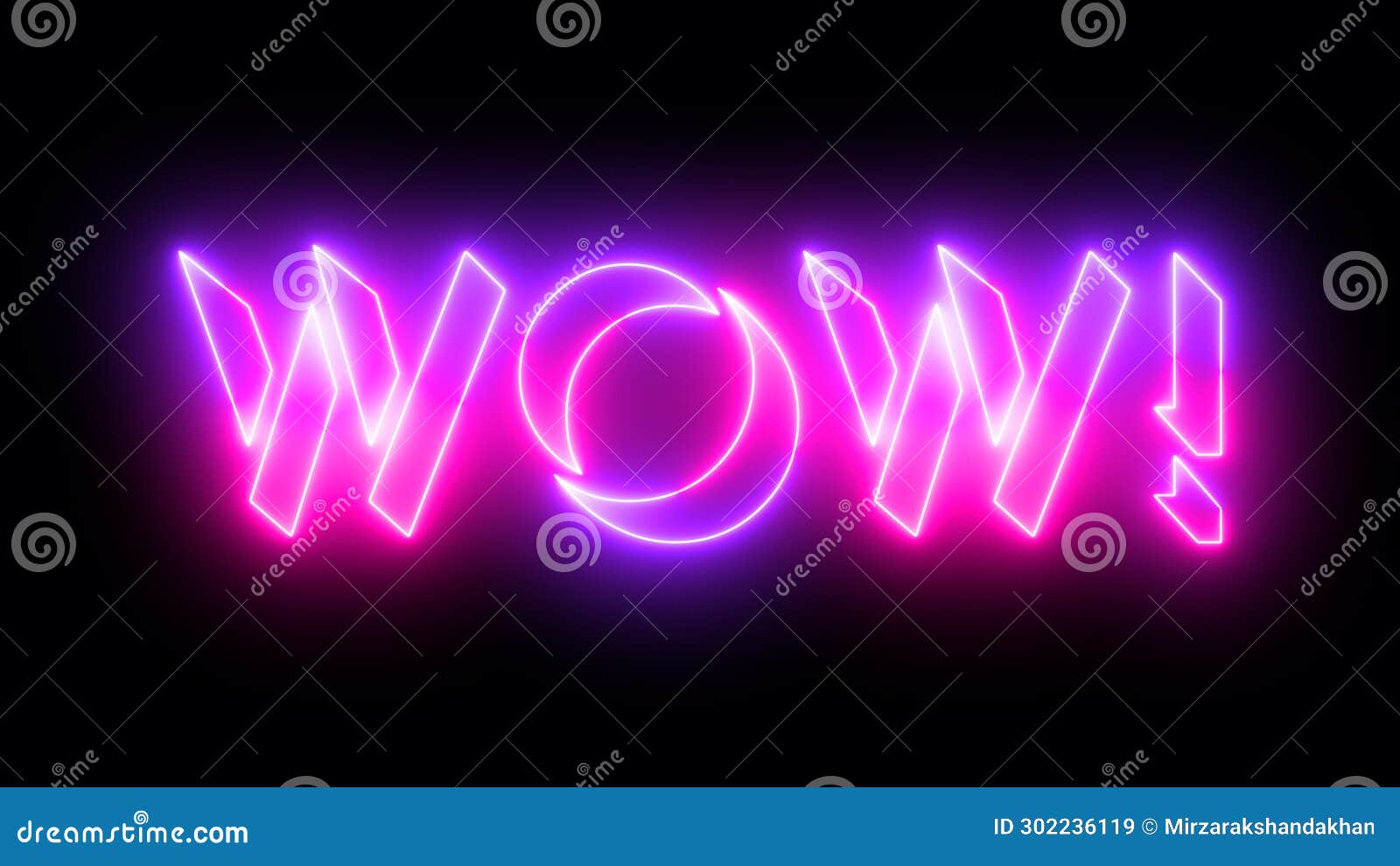 WOW! Neon Glowing Text Illustration. Neon-colored WOW! Text. Stock ...