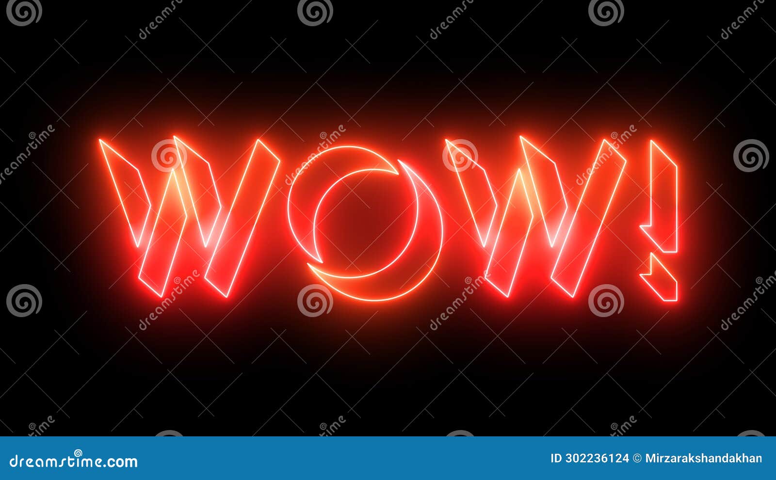 WOW! Neon Glowing Text Illustration. Neon-colored WOW! Text. Stock ...