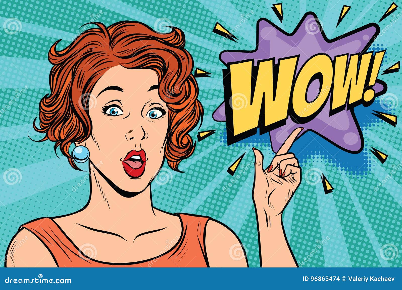 Wow Pop art woman stock vector. Illustration of lady - 96863474