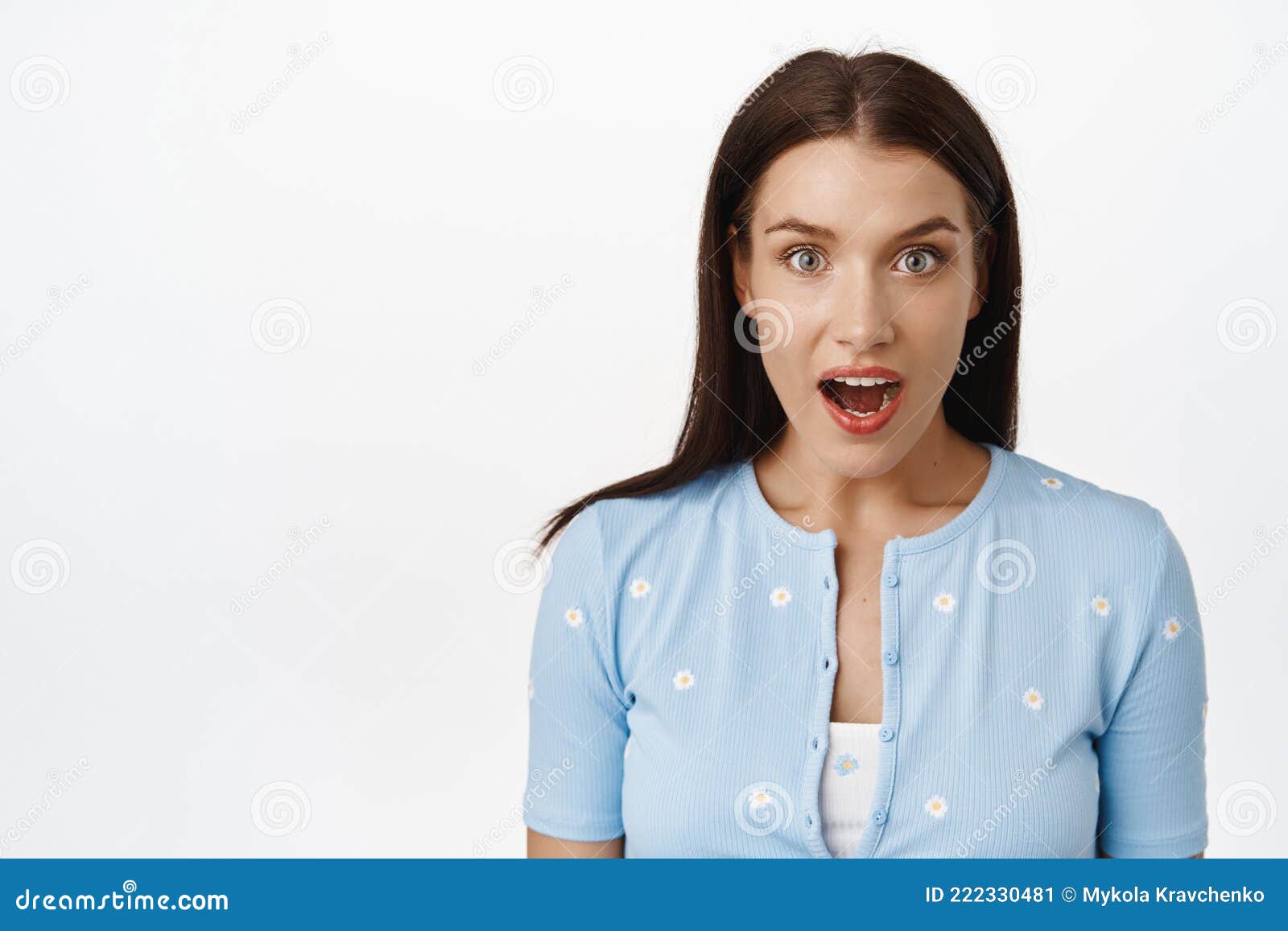 Surprised And Impressed Wondered Pretty Brunette Caucasian Female