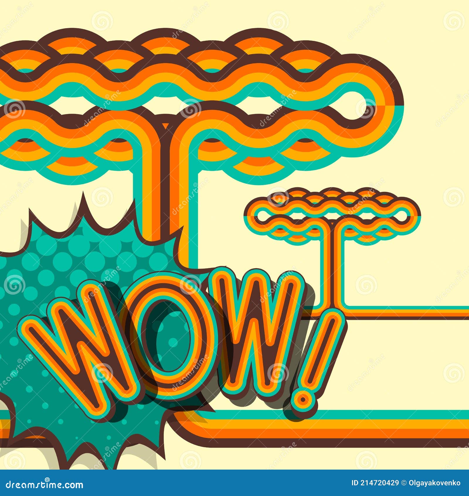 WOW - Retro Lettering With Shadows, Halftone Pattern On Poster Popart ...