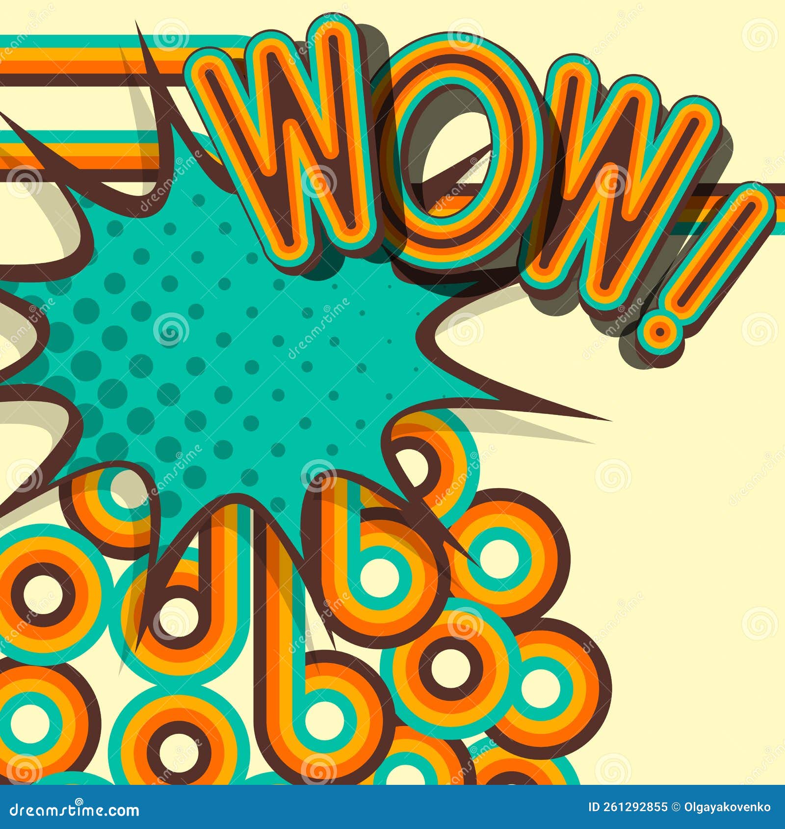 WOW - Retro Lettering with Shadows, Halftone Pattern on Poster Popart ...