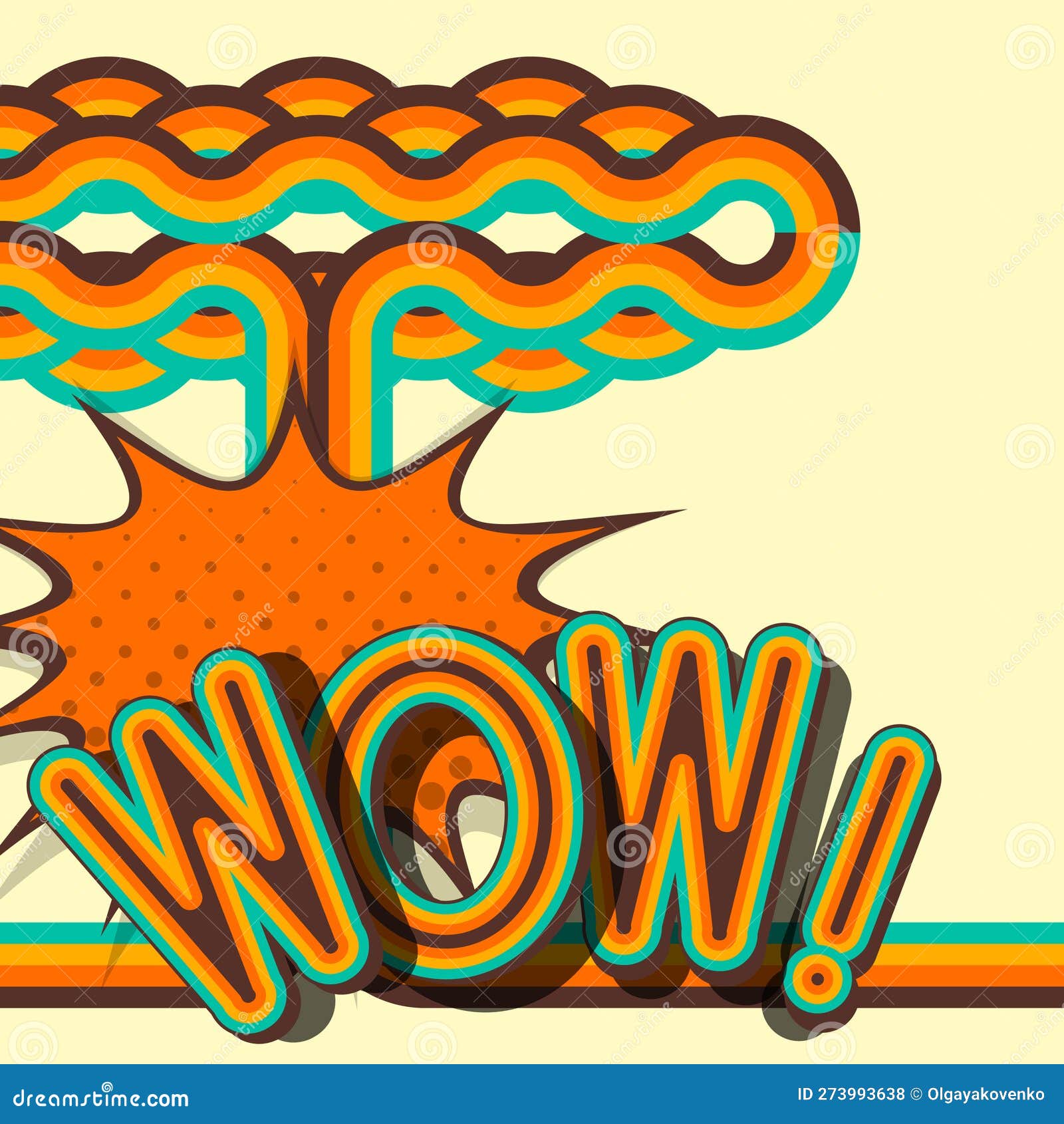 WOW - Retro Lettering with Shadows, Halftone Pattern on Poster Popart ...