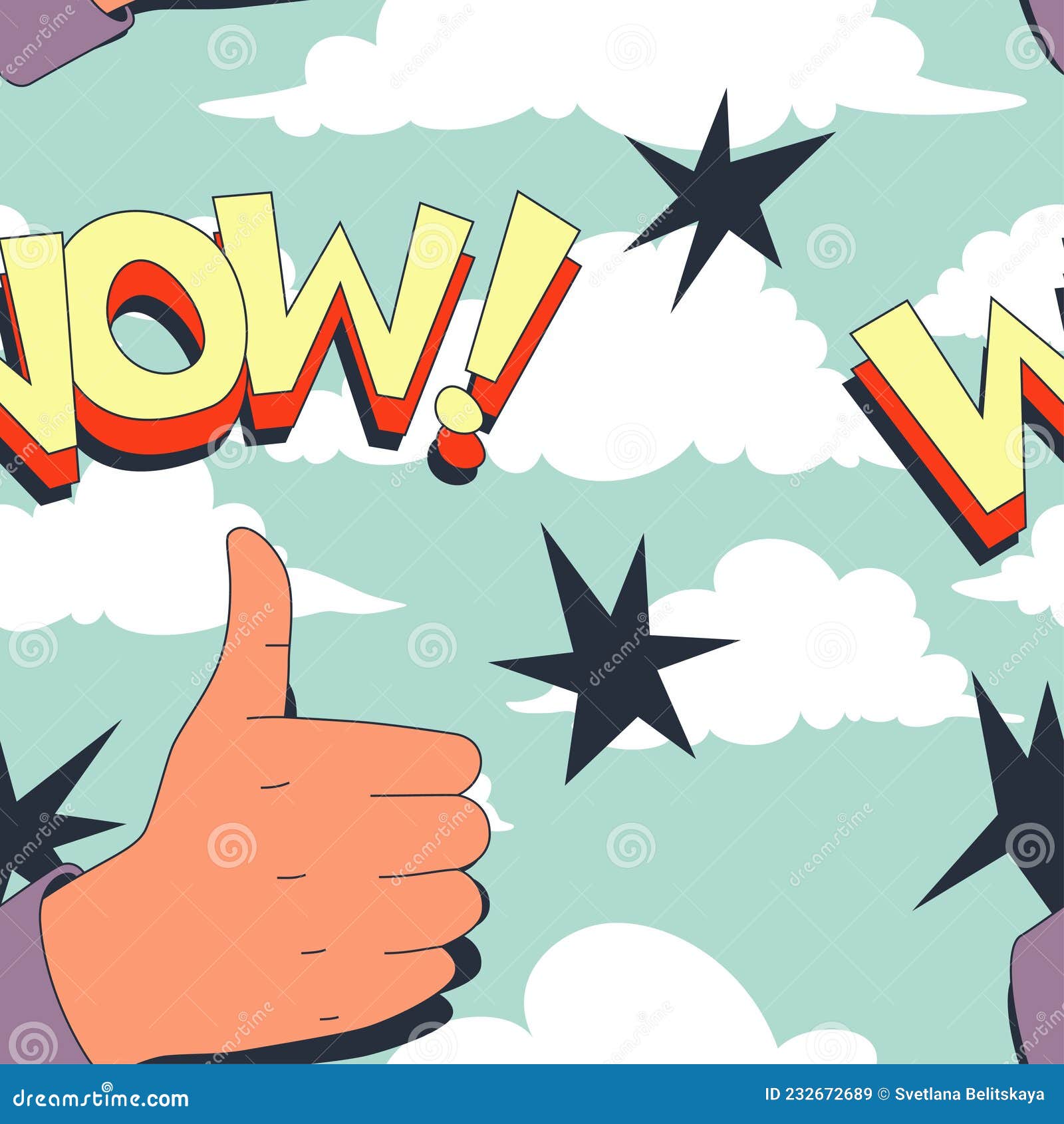 WOW Seamless Pattern stock vector. Illustration of abstract - 232672689