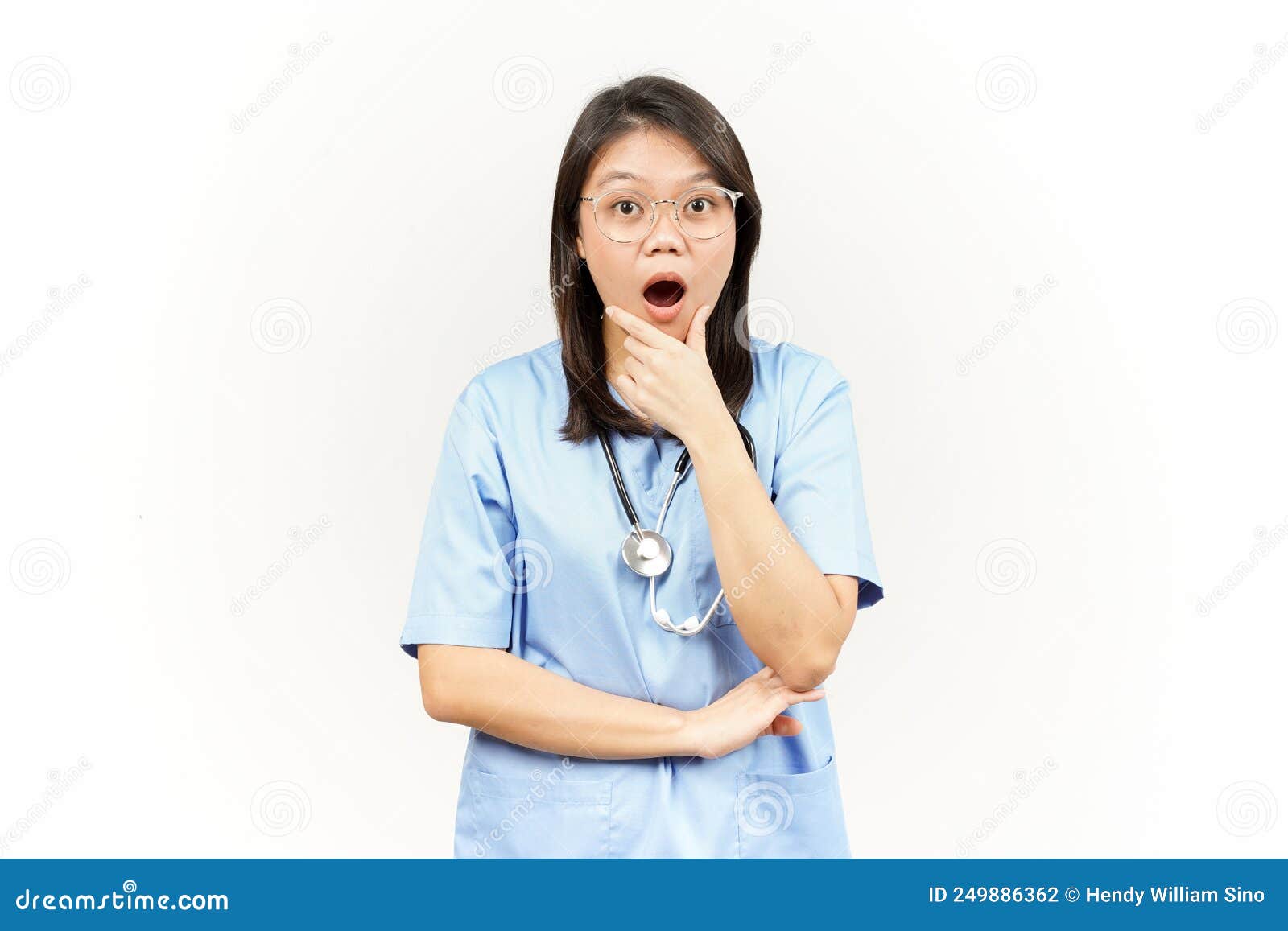 WOW and Shocked Face Expression of Asian Young Doctor Isolated on White ...