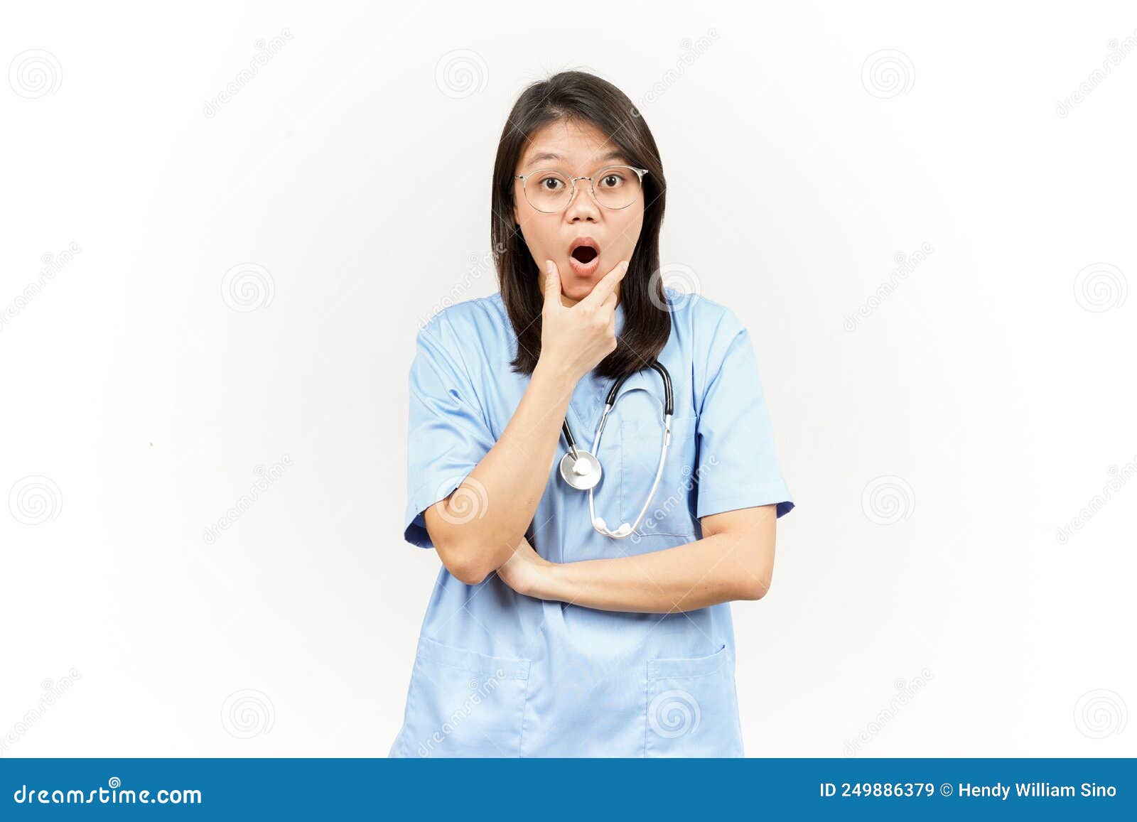 WOW and Shocked Face Expression of Asian Young Doctor Isolated on White ...