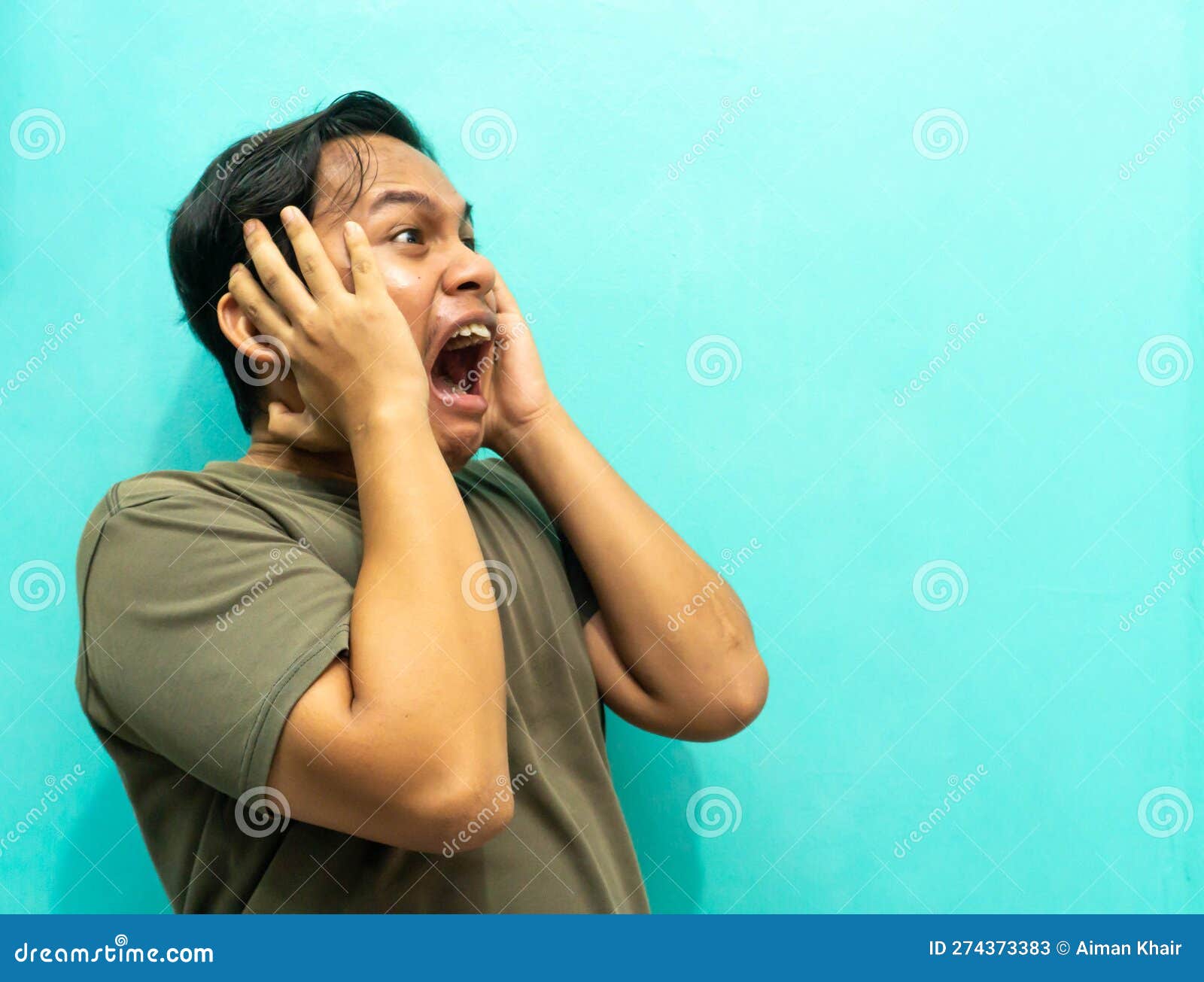 Wow and Shocked Face Expression of Young Asian Malay Man with Both Ears ...