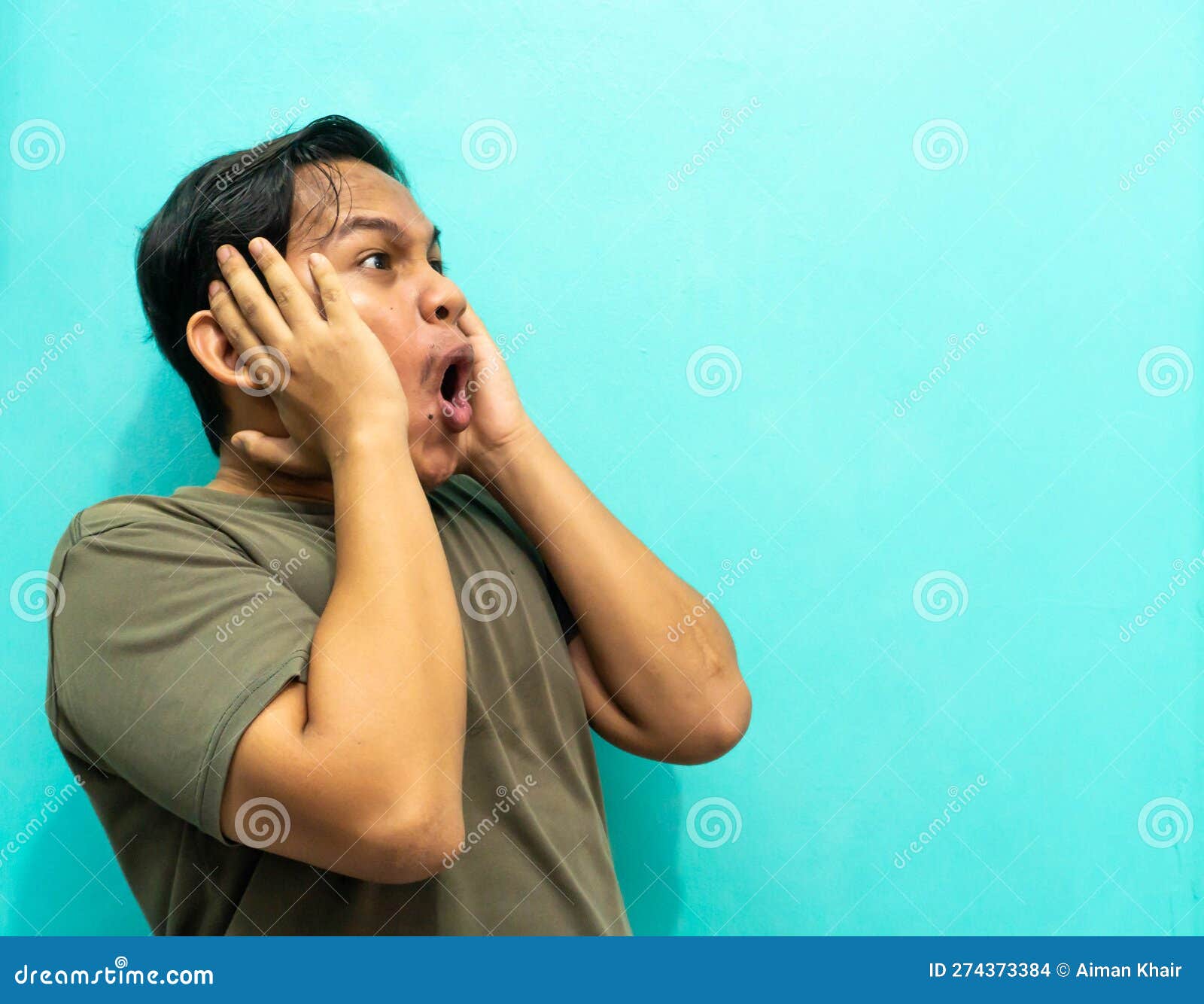 Wow and Shocked Face Expression of Young Asian Malay Man with Both Ears ...