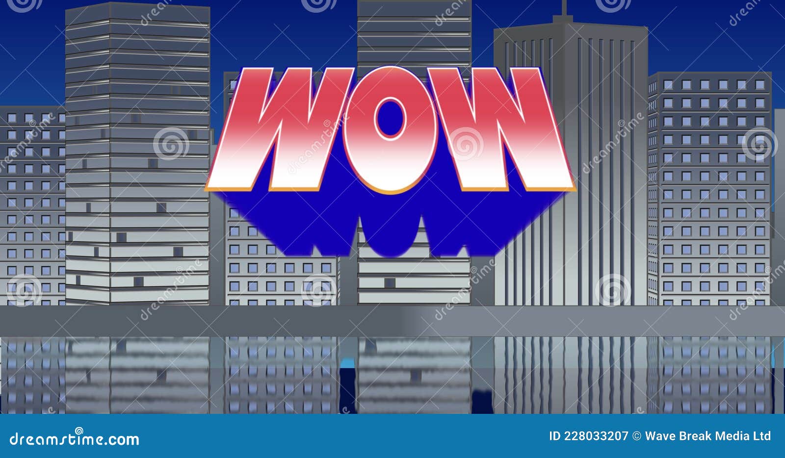 WOW sign and buildings stock illustration. Illustration of title ...