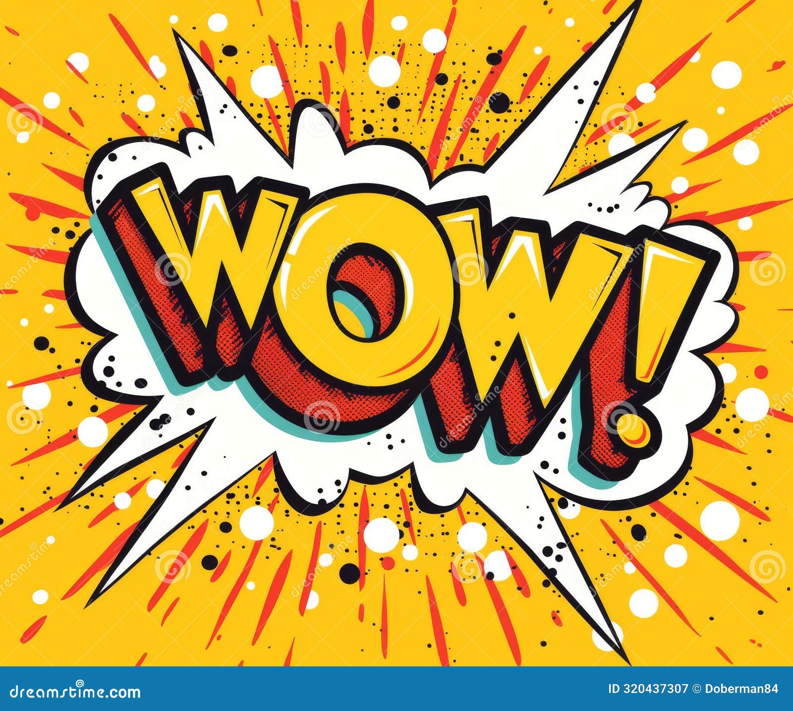 Wow Speech Bubble in Comic Book Style on Yellow Background Stock Image ...