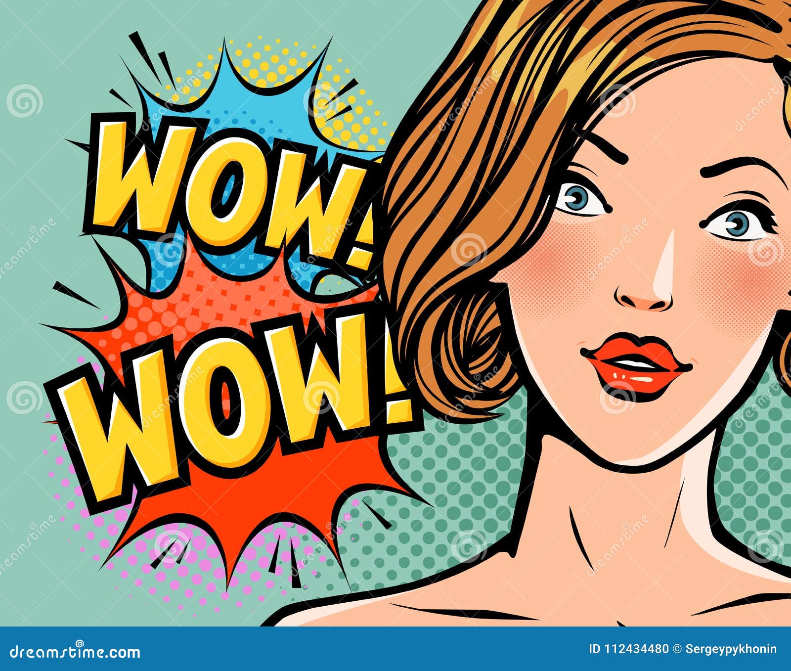 Wow Surprised Beautiful Girl Or Young Woman Beauty Pin Up Concept