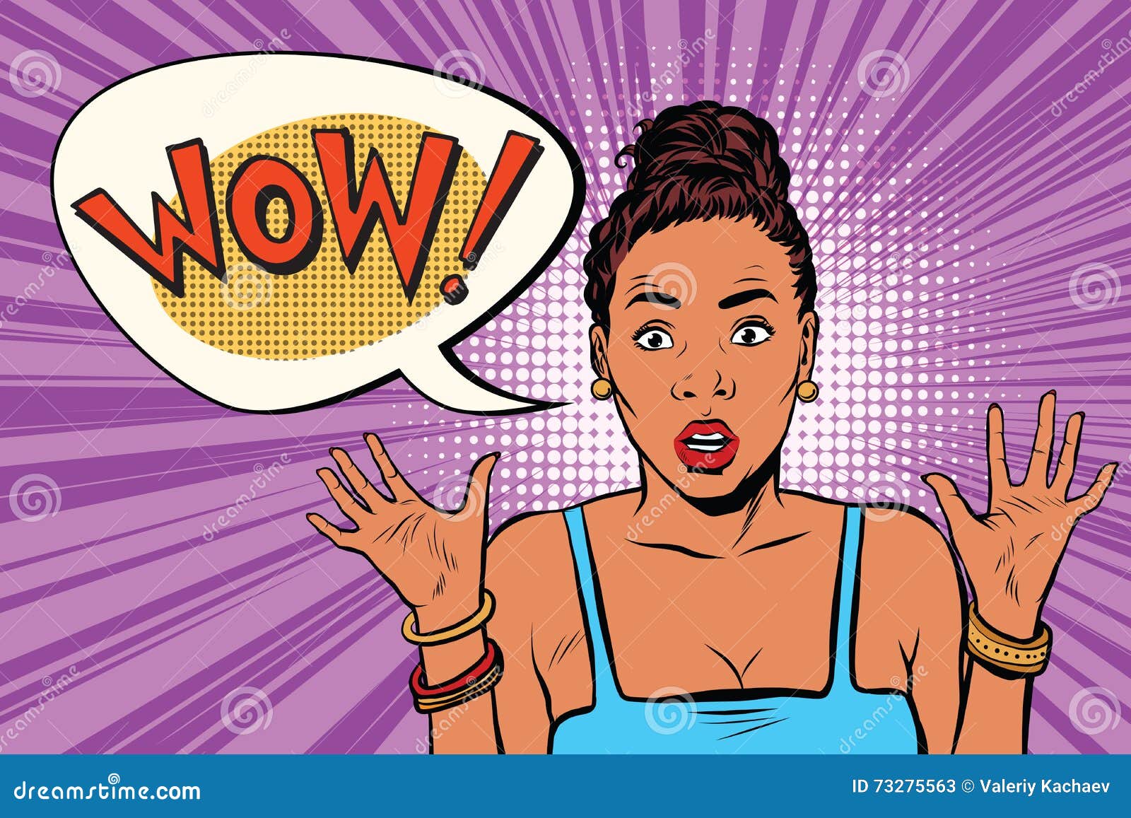 Wow Surprised Beautiful Woman African American Black People Stock
