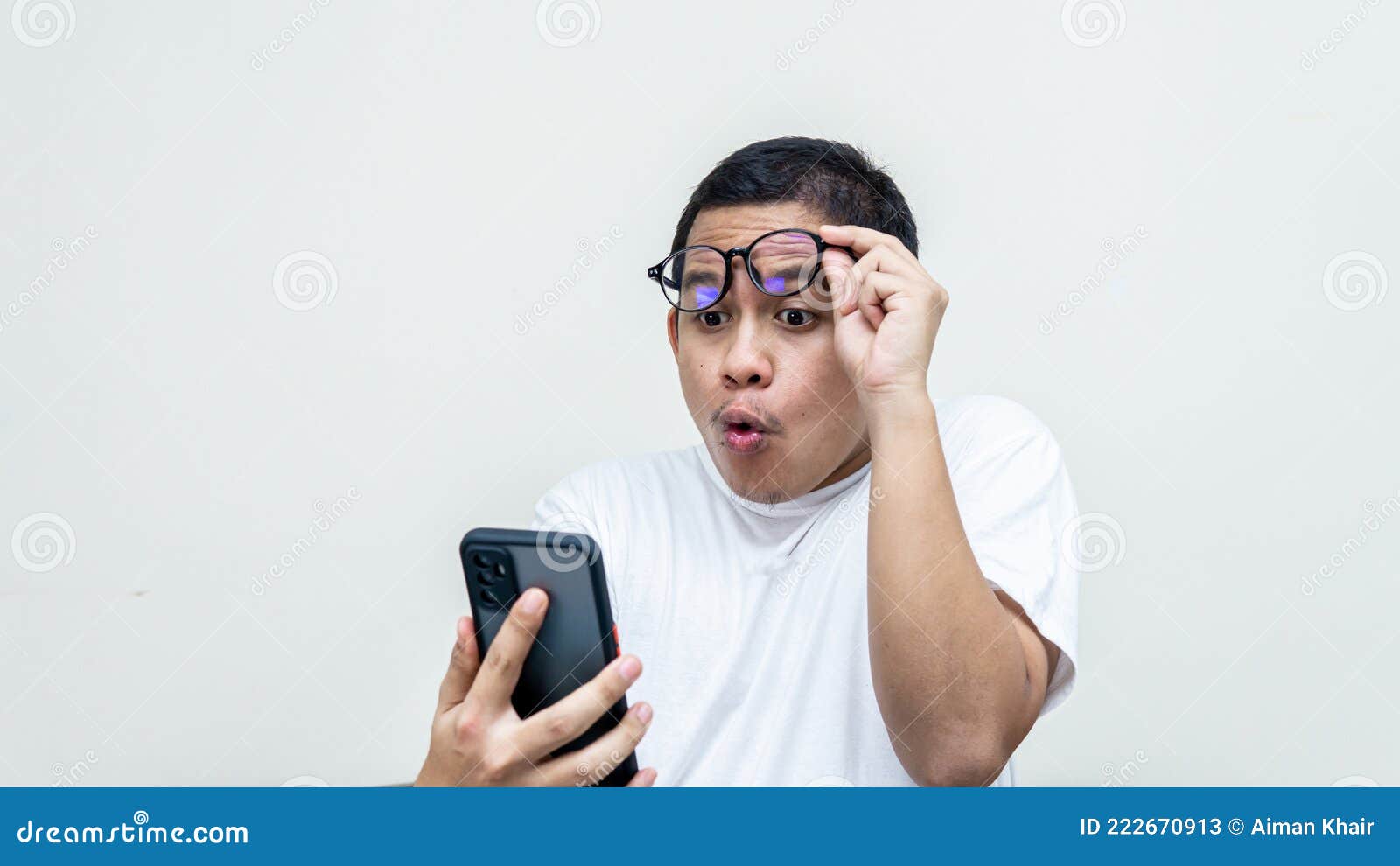 Wow And Surprised Expression Of Young Asian Malay Man With Spectacles