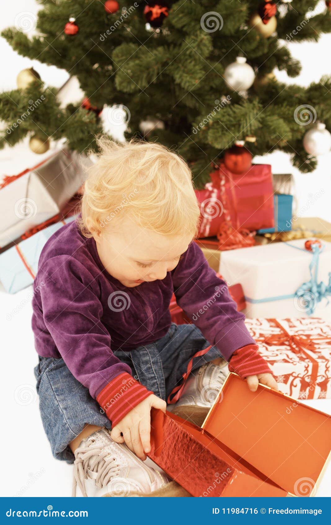 Wow - Surprised Kid Opening Christmas Gifts Stock Photo - Image of ...