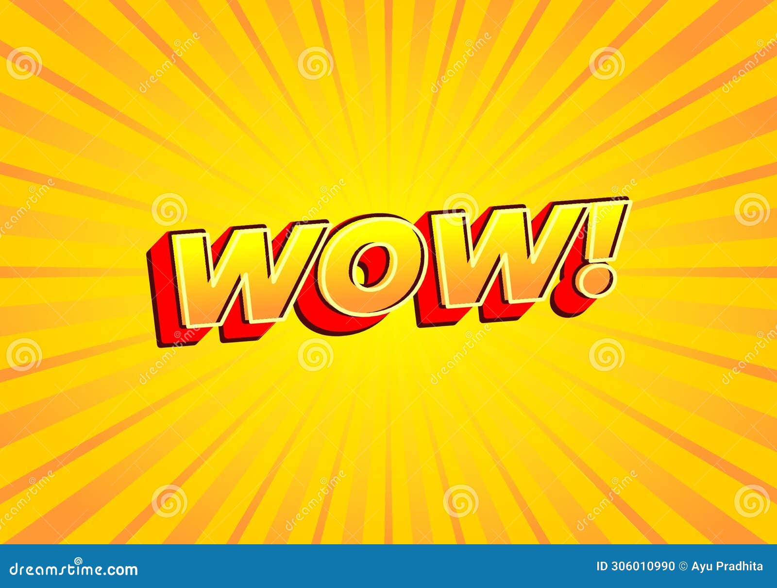 Wow!. Text Effect in Modern Look, Bright Yellow Red Color Stock Vector ...
