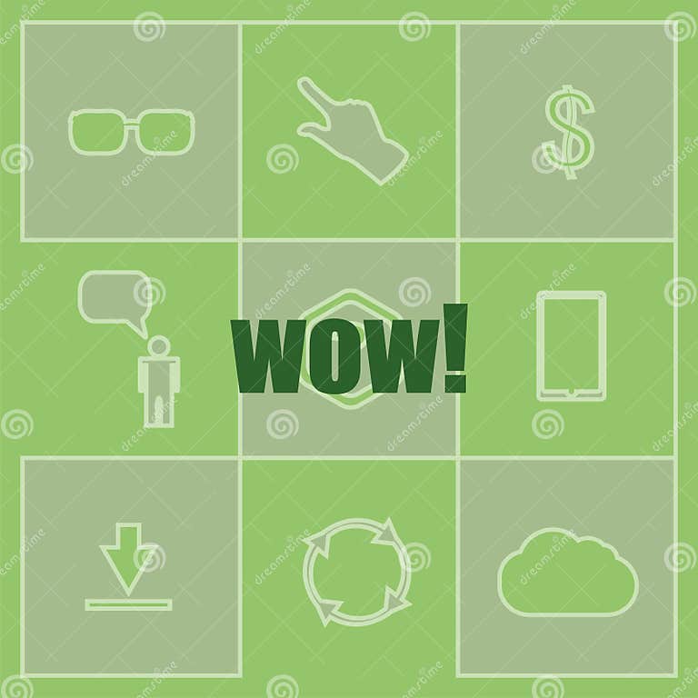 Wow Text, Global Communication Concept . Icon and Button Set Stock ...