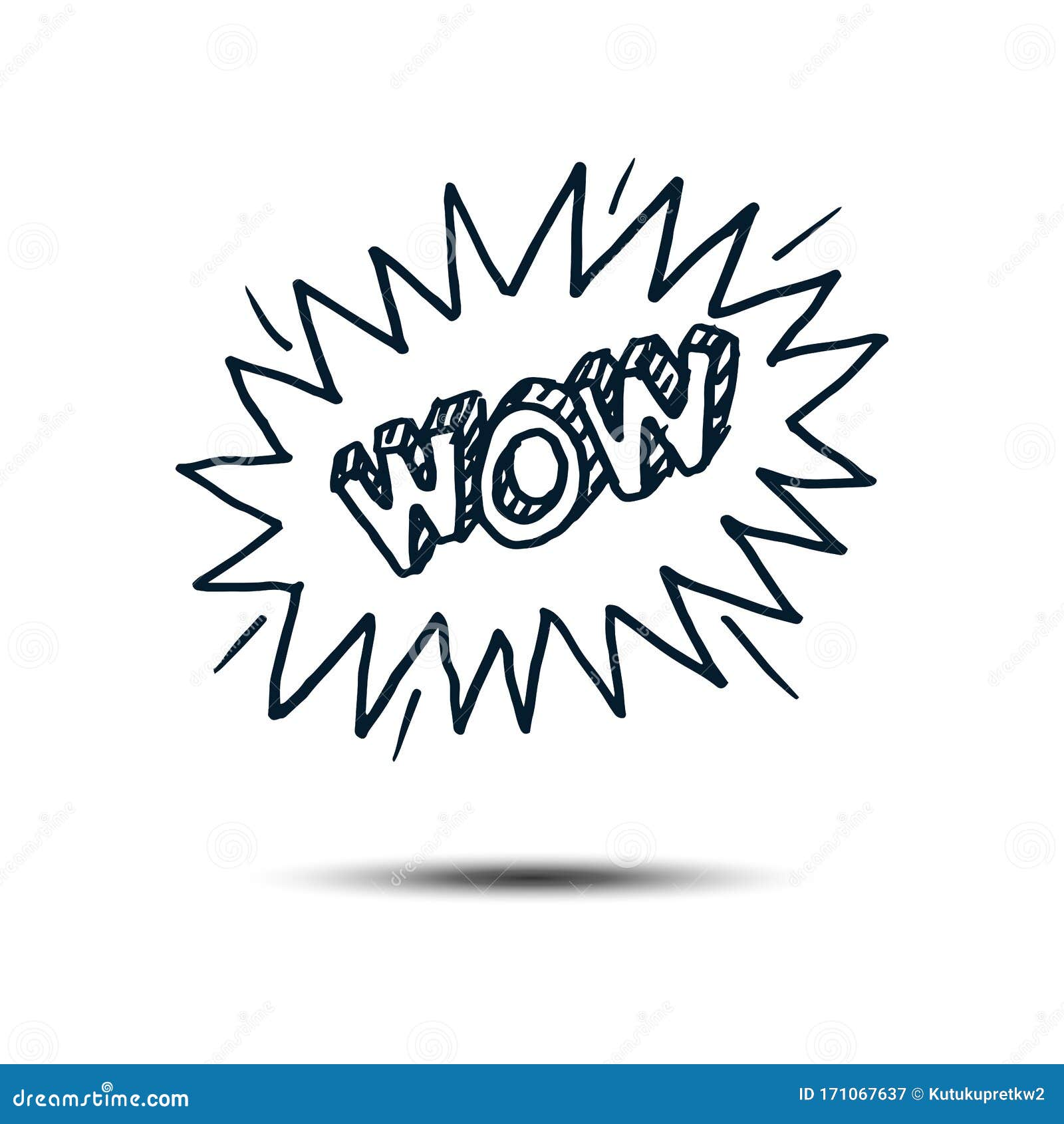 Wow Text Hand Drawn Vector Template Illustration Design EPS 10 Stock ...