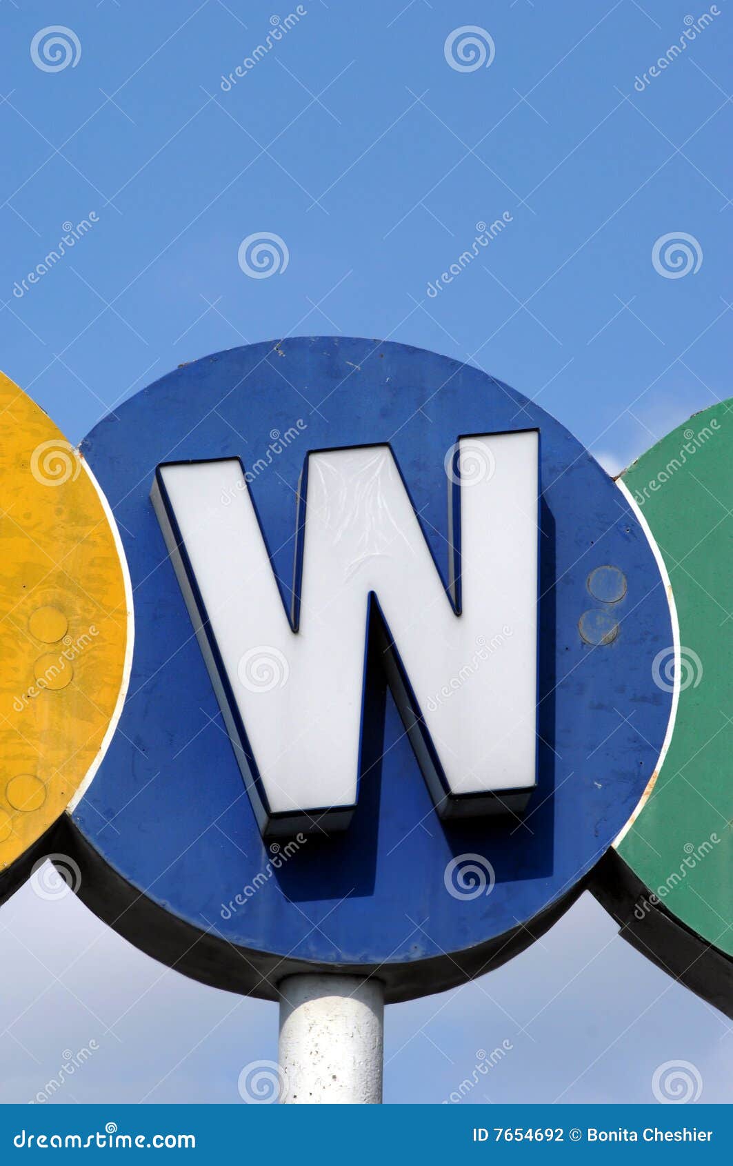 Wow what a W stock photo. Image of alphabet, blue, steel - 7654692