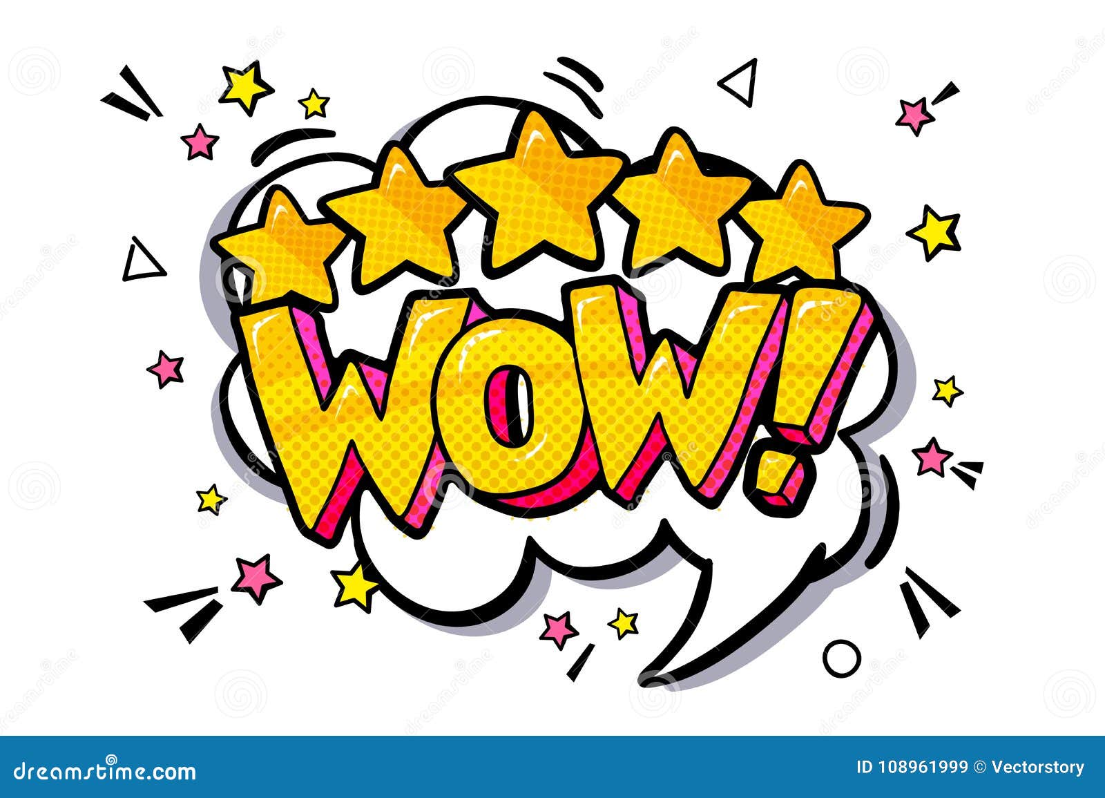 WOW word bubble. stock vector. Illustration of halftone - 108961999