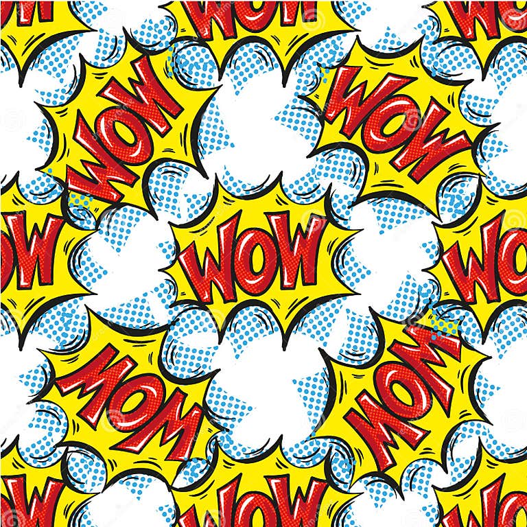WOW Word Multicolored Comics Speech Bubbles Seamless Pattern Stock ...