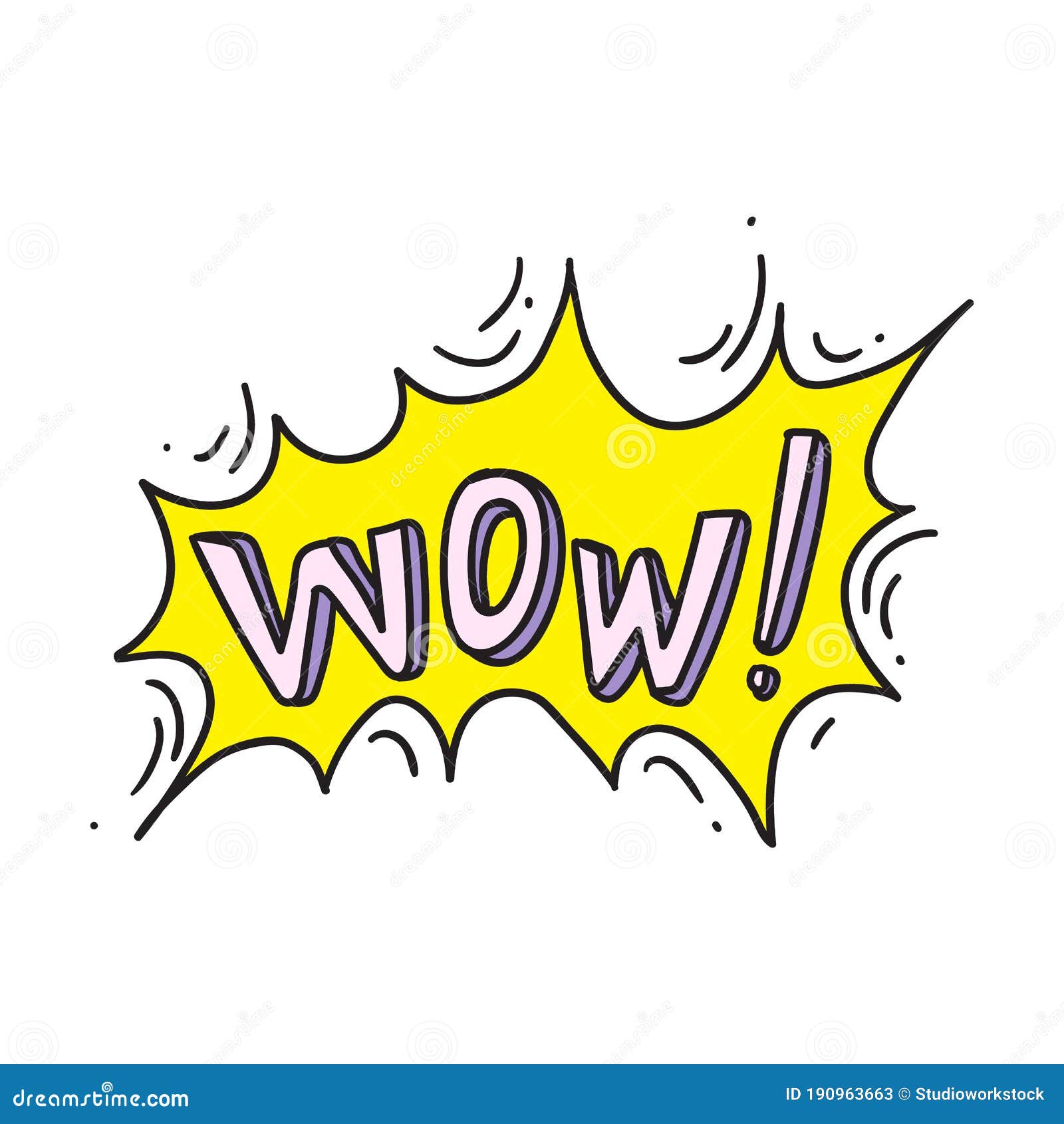 Wow word in speech bubble stock vector. Illustration of element - 190963663