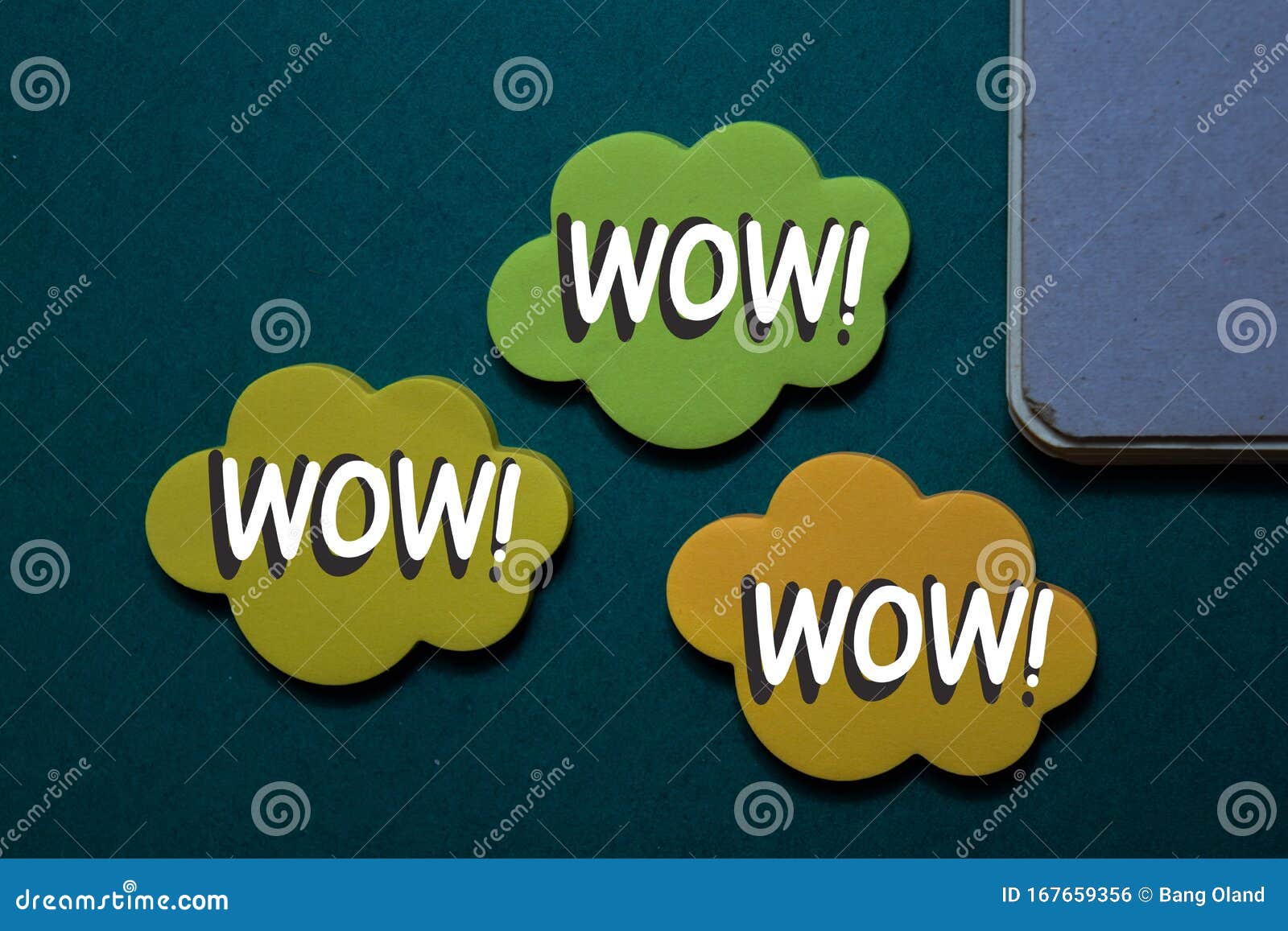 WOW Write on Stick Note Isolated on Office Desk Stock Photo - Image of ...