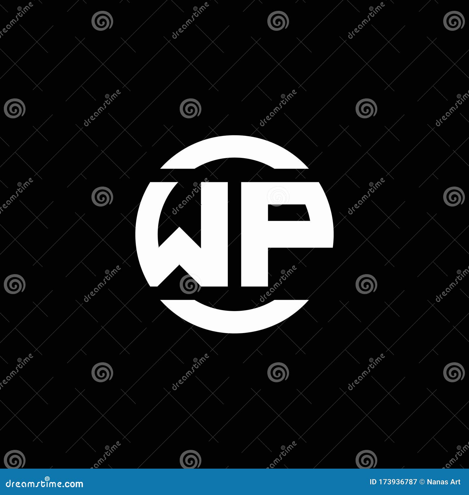 WP Logo Monogram Isolated on Circle Element Design Template Stock ...