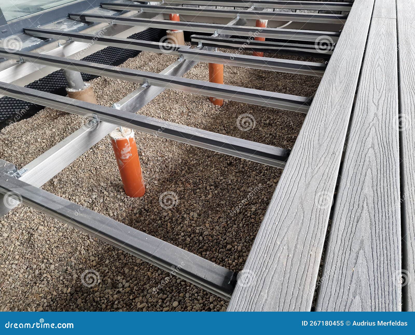 WPC Terrace during Construction and Installation Stock Image - Image of ...