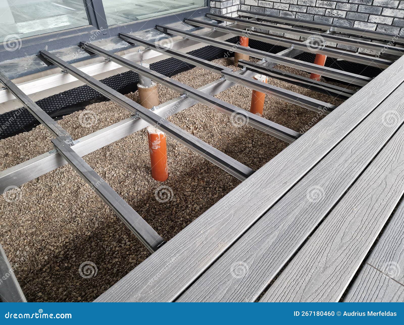 WPC Terrace during Construction and Installation Stock Photo - Image of ...