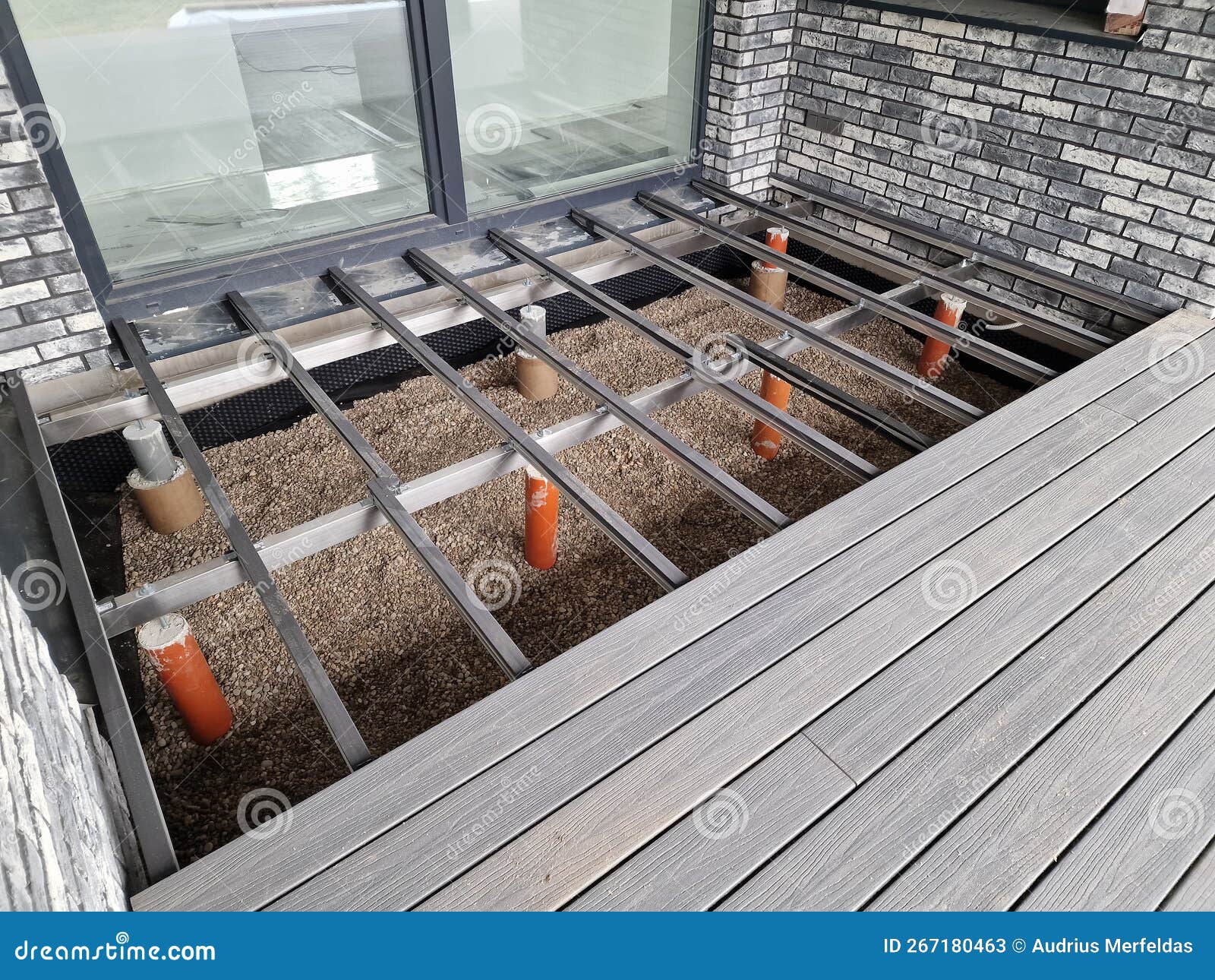 WPC Terrace during Construction and Installation Stock Image - Image of ...