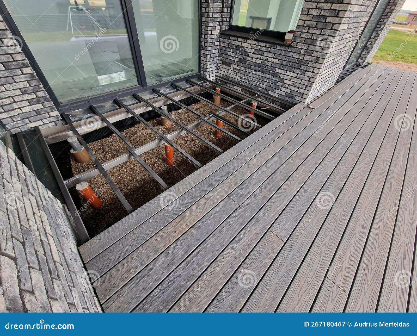 WPC Terrace during Construction and Installation Stock Image - Image of ...