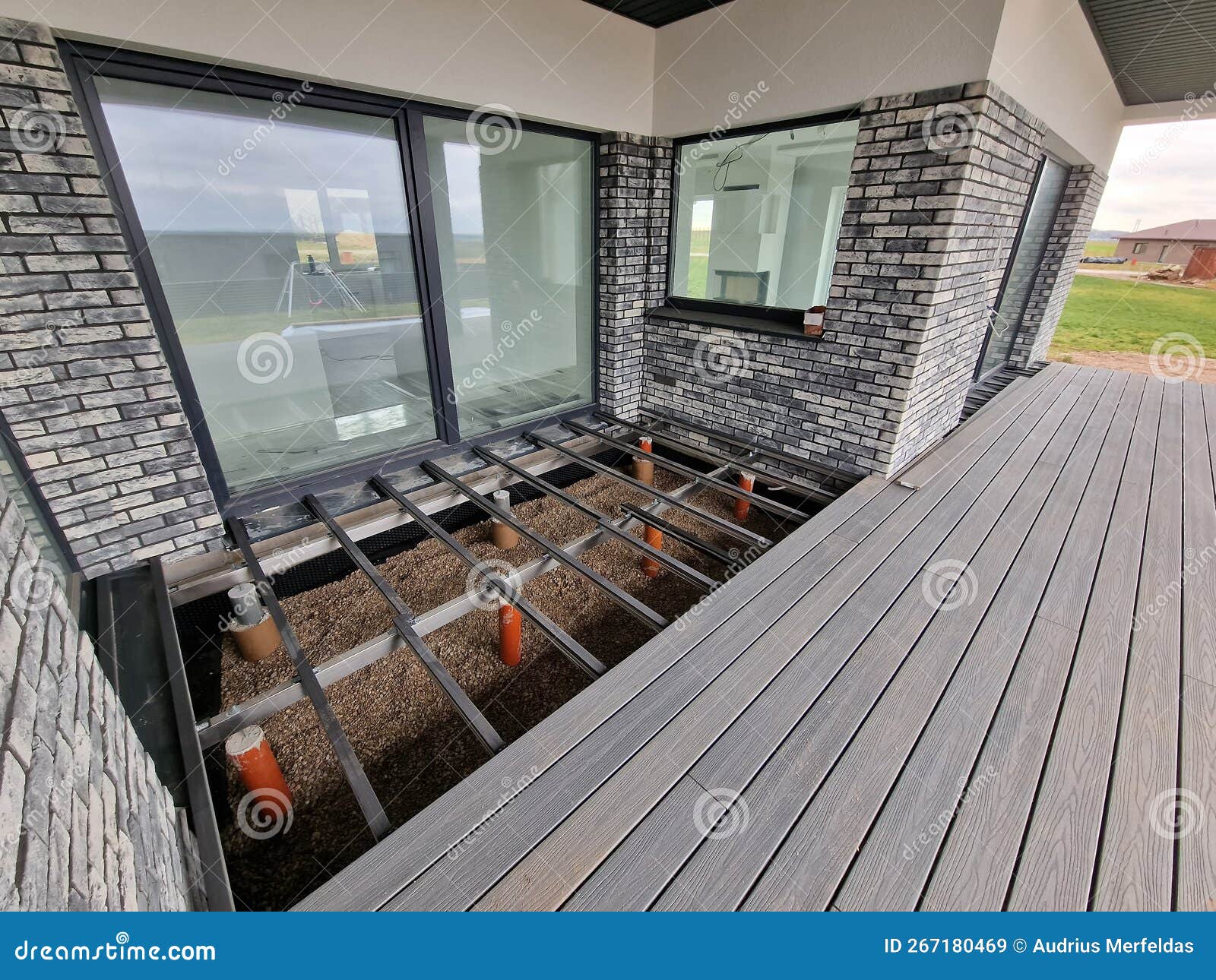 WPC Terrace during Construction and Installation Stock Image - Image of ...