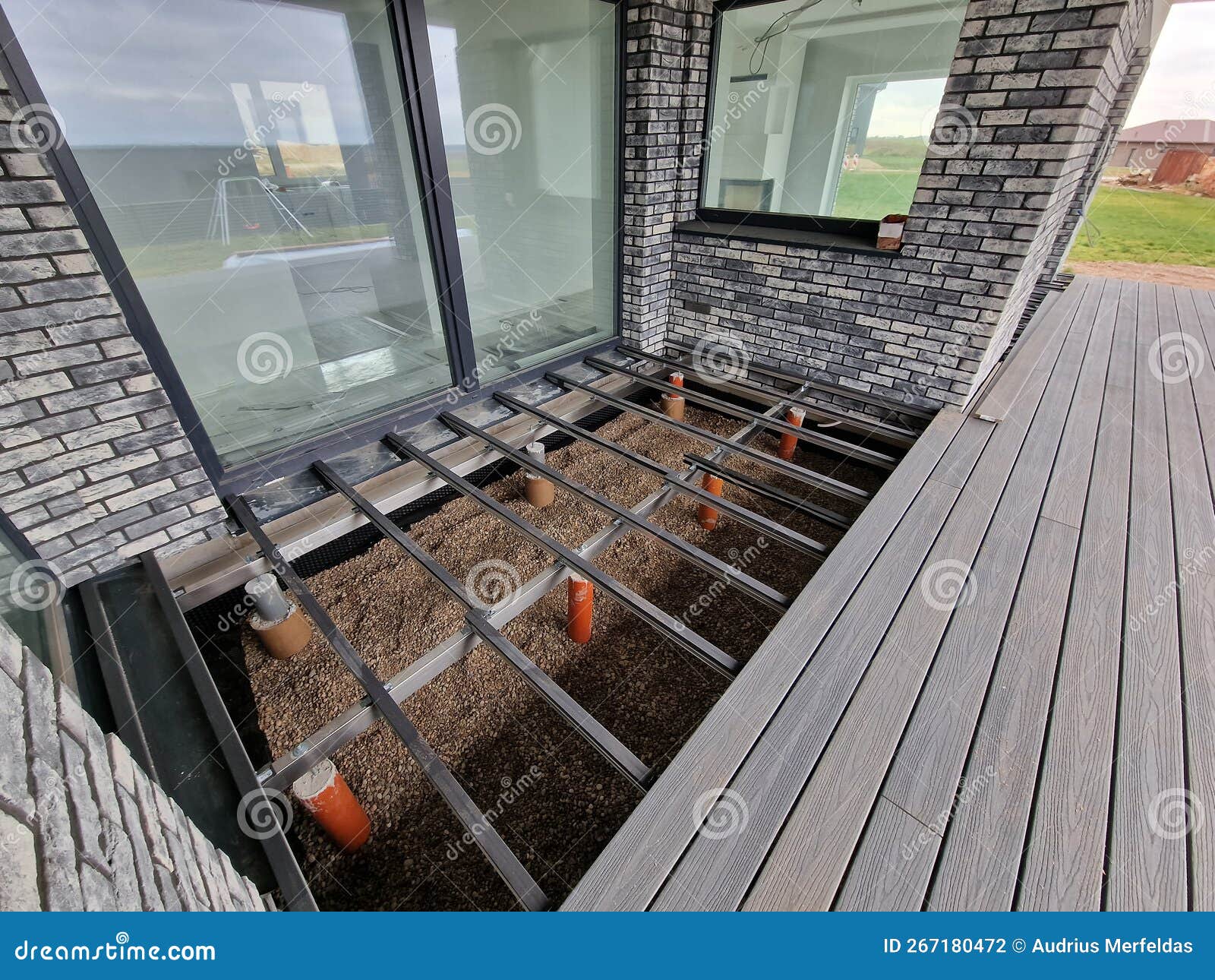 WPC Terrace during Construction and Installation Stock Photo - Image of ...