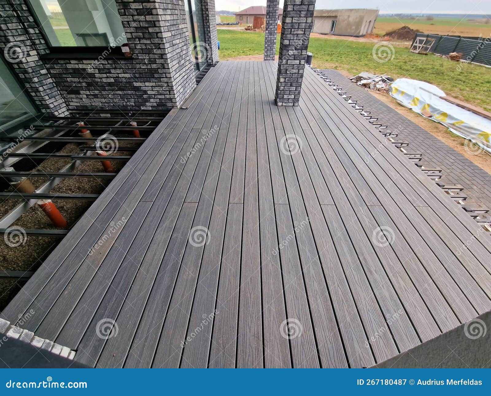 WPC Terrace during Construction and Installation Stock Image - Image of ...
