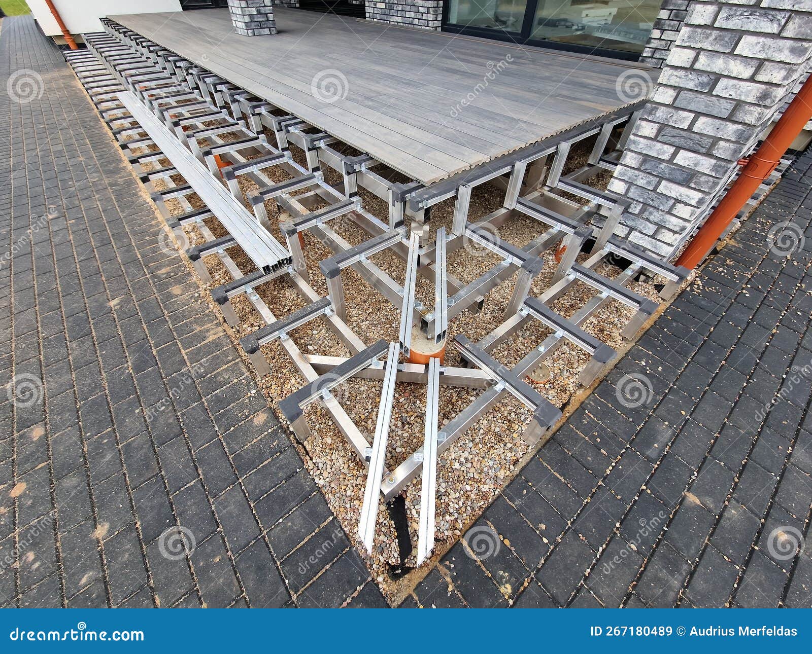 WPC Terrace during Construction and Installation Stock Image - Image of ...