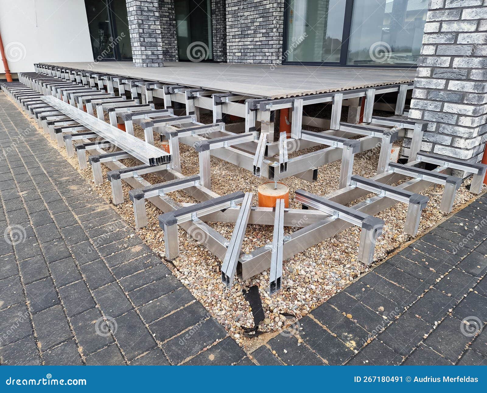 WPC Terrace during Construction and Installation Stock Image - Image of ...