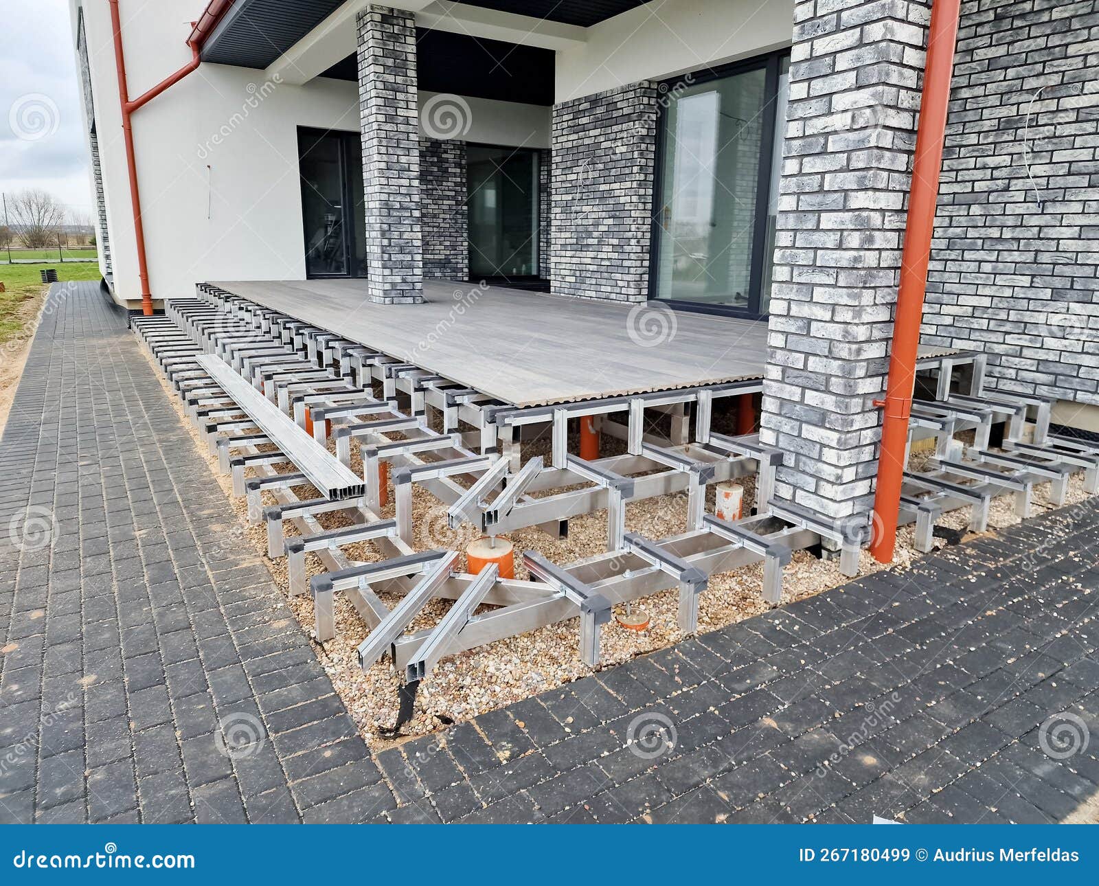 WPC Terrace during Construction and Installation Stock Image - Image of ...